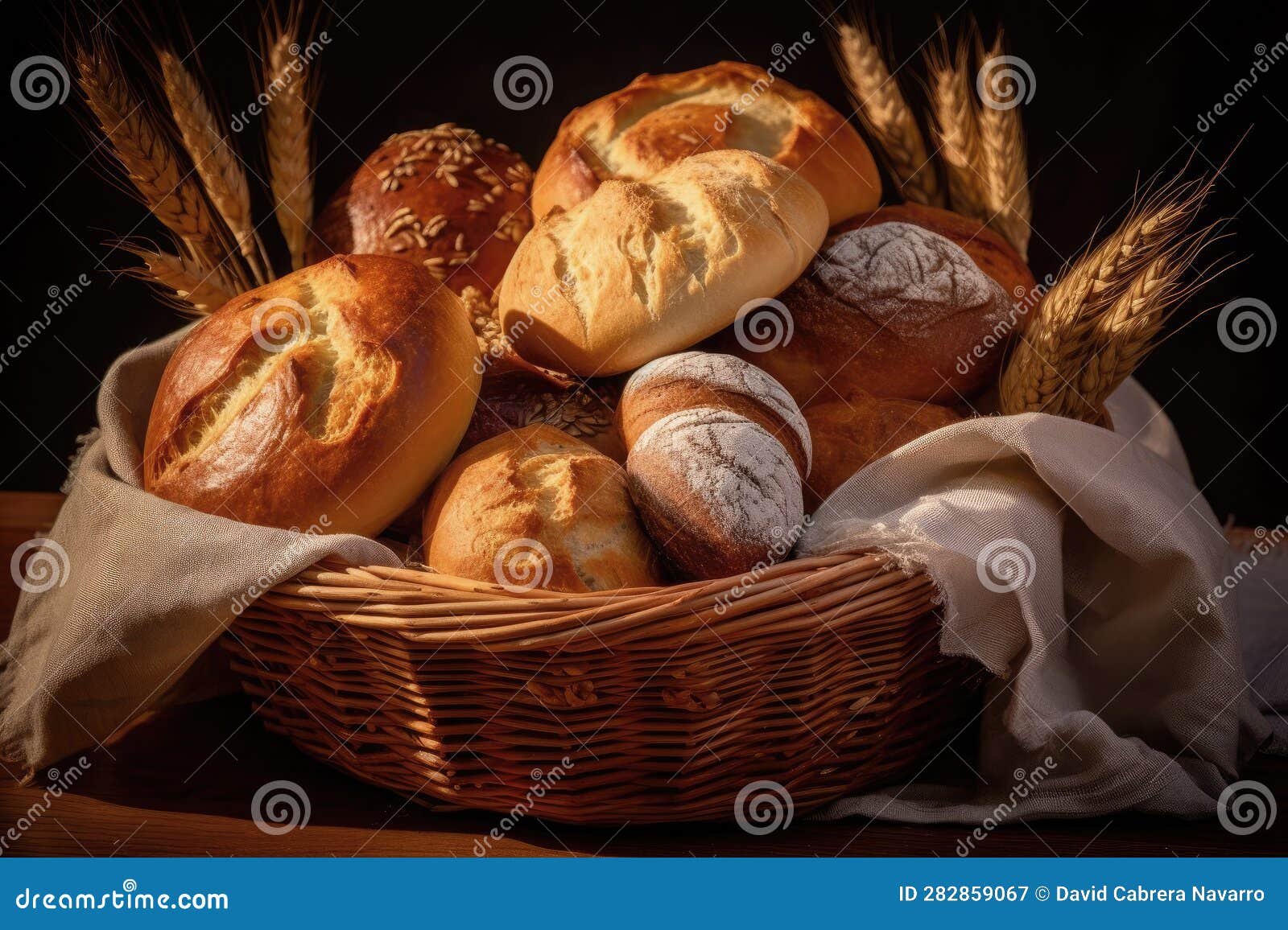Wicker Basket with Different Types of Breads. Still Life Photography ...
