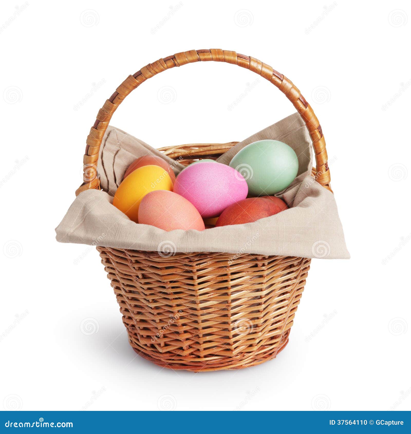 Wicker Basket Full of Pastel Colors Easter Eggs Stock Photo - Image of ...