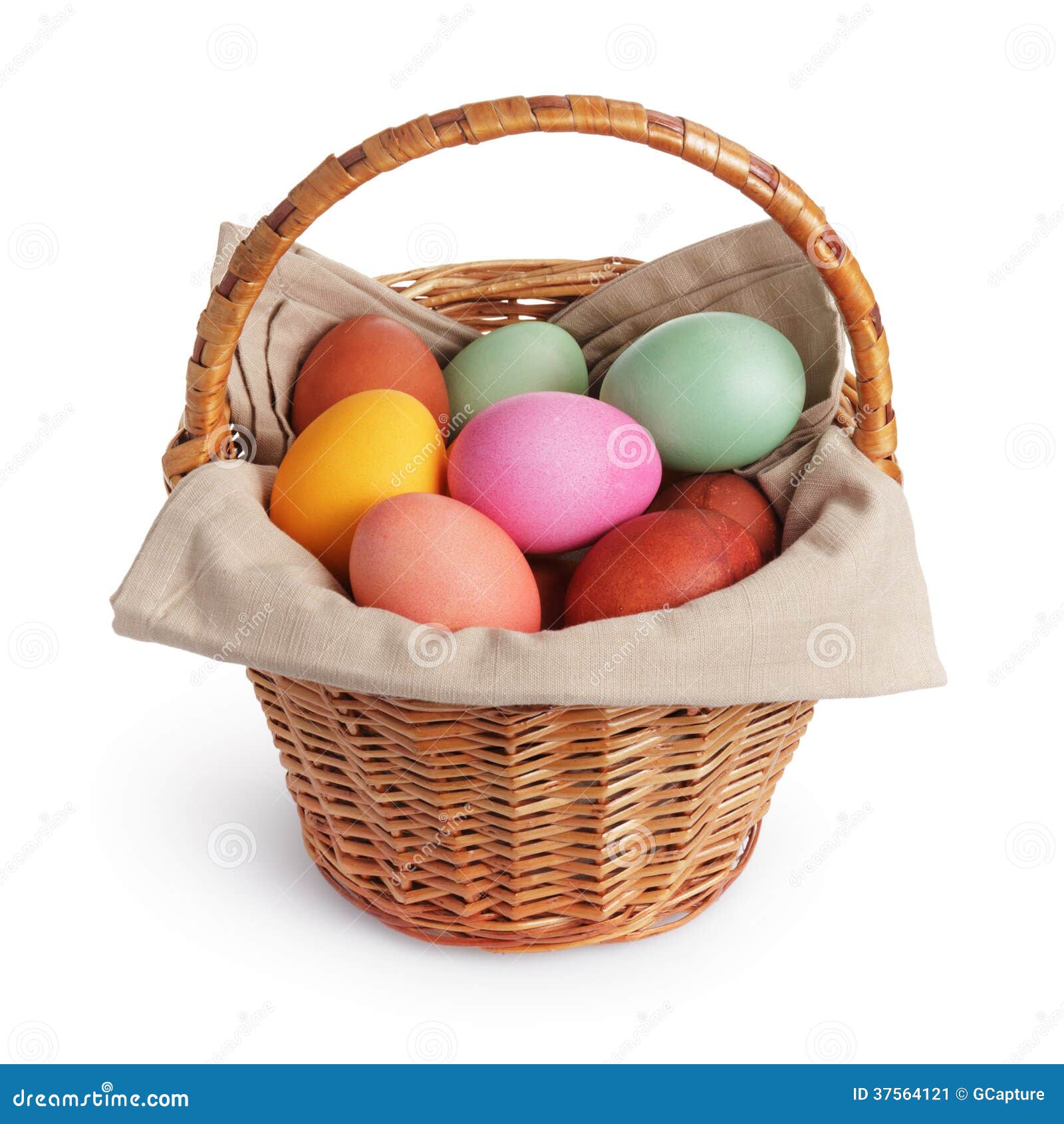 Wicker Basket Full of Pastel Colors Easter Eggs Stock Image - Image of ...