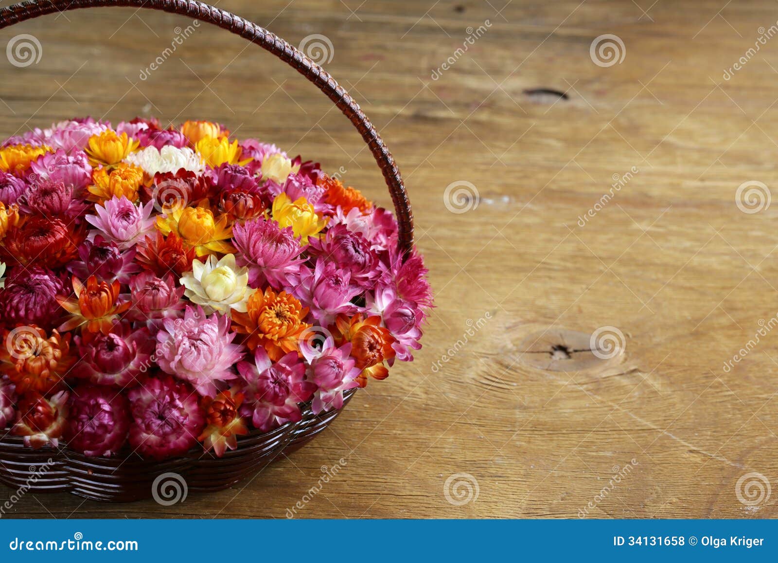 Wicker Basket with Multicolored Flowers Stock Photo - Image of flora ...