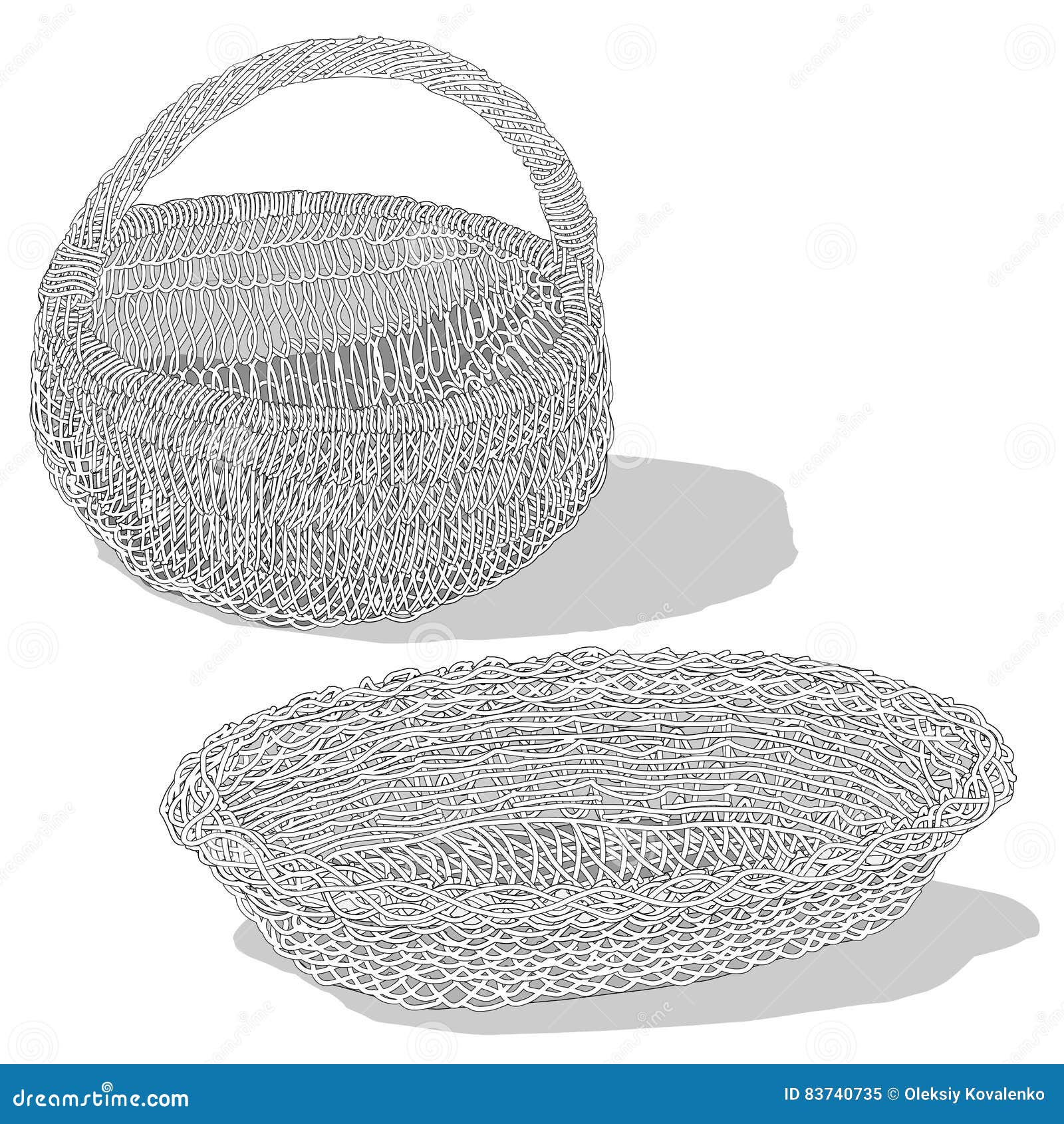 Wicker basket. Vector stock vector. Illustration of weave - 83740735