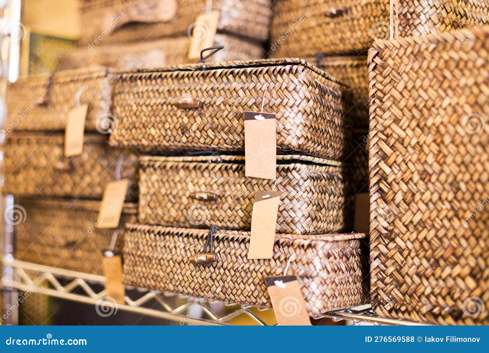 Wicker Baskets in Decor Store Stock Photo - Image of choice, room ...