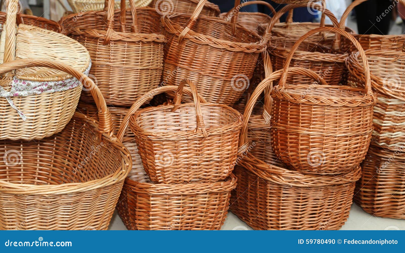 Wicker Baskets Handcrafted by a Skilled Craftsman Stock Photo - Image ...