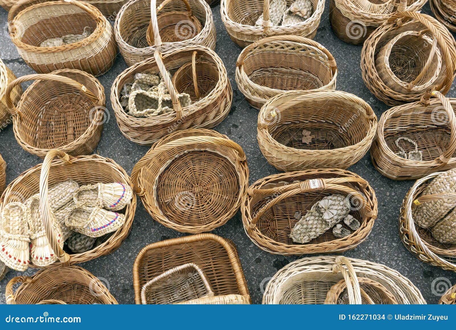 Wicker Baskets Made of Straw. Russian Craft and Handmade Souvenirs ...