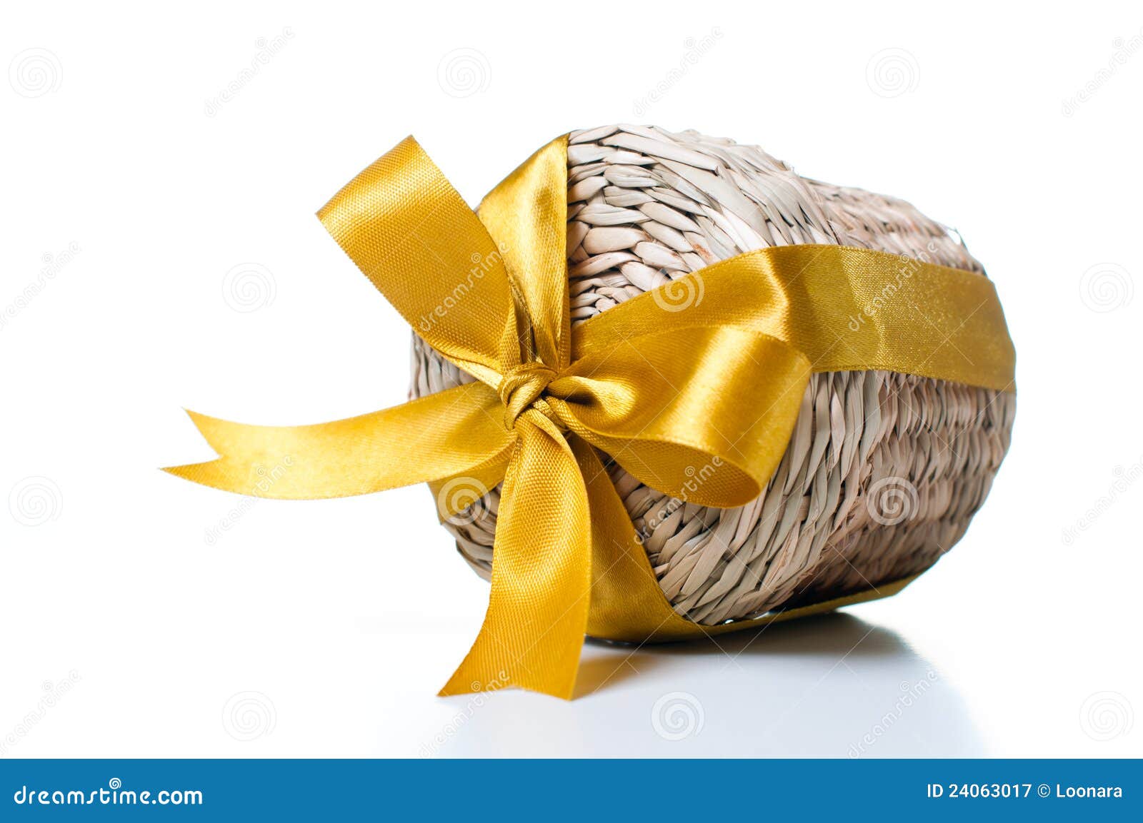 Wicker Box with Yellow Ribbon Stock Image - Image of golden, occasion ...
