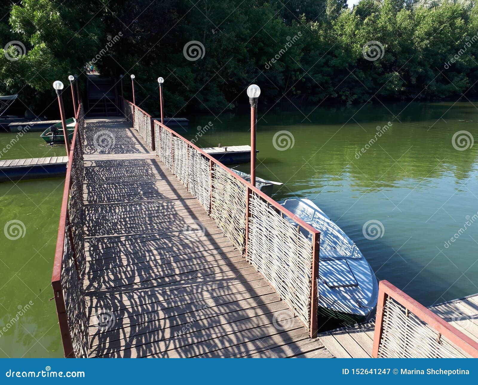 Wicker Bridge Over the River Stock Image - Image of landscape, river ...
