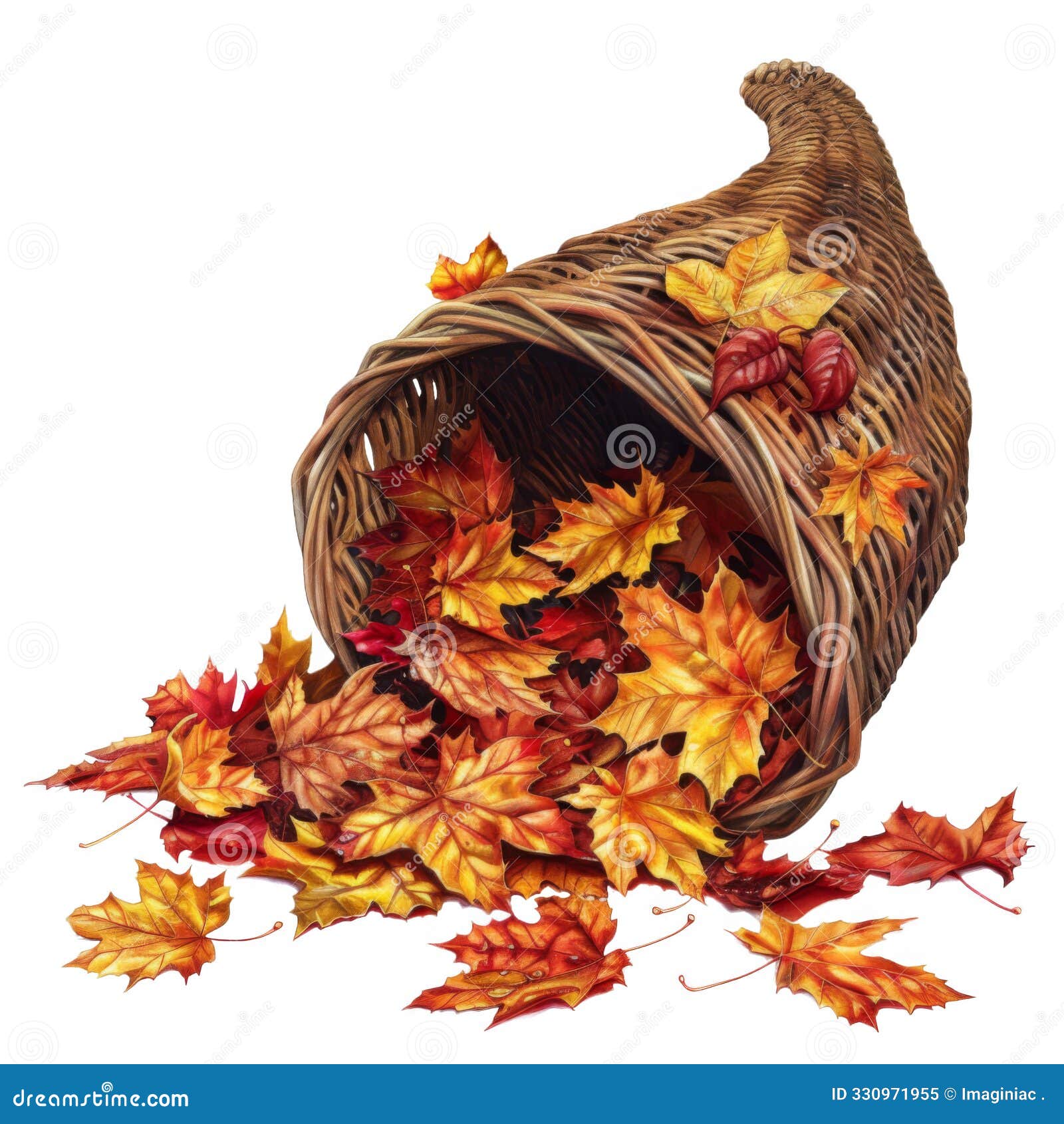 Cornucopia Overflowing With Fruits Watercolor Border Frame Stock ...