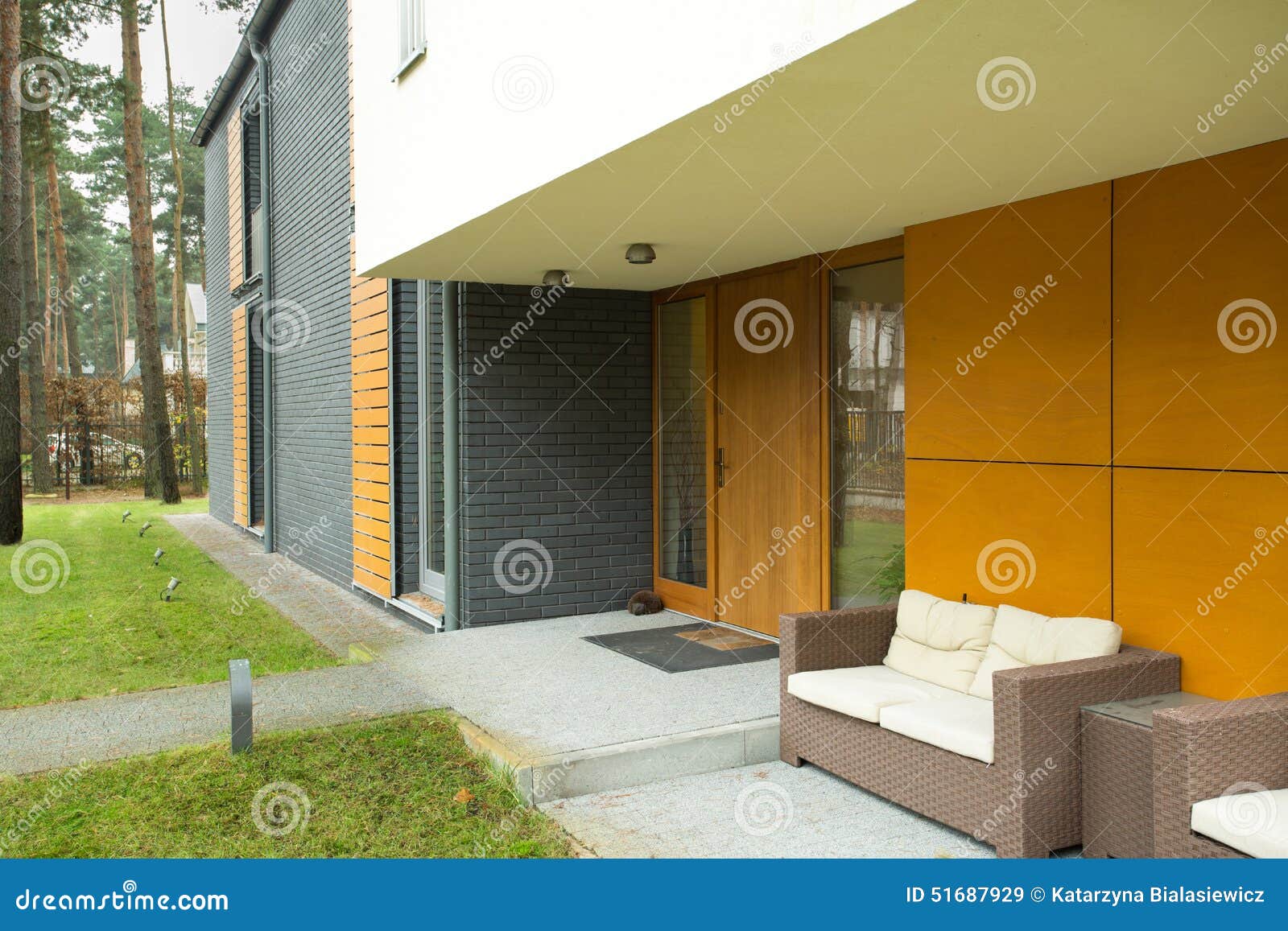 Wicker Furniture in Front of House Stock Image - Image of apartment ...