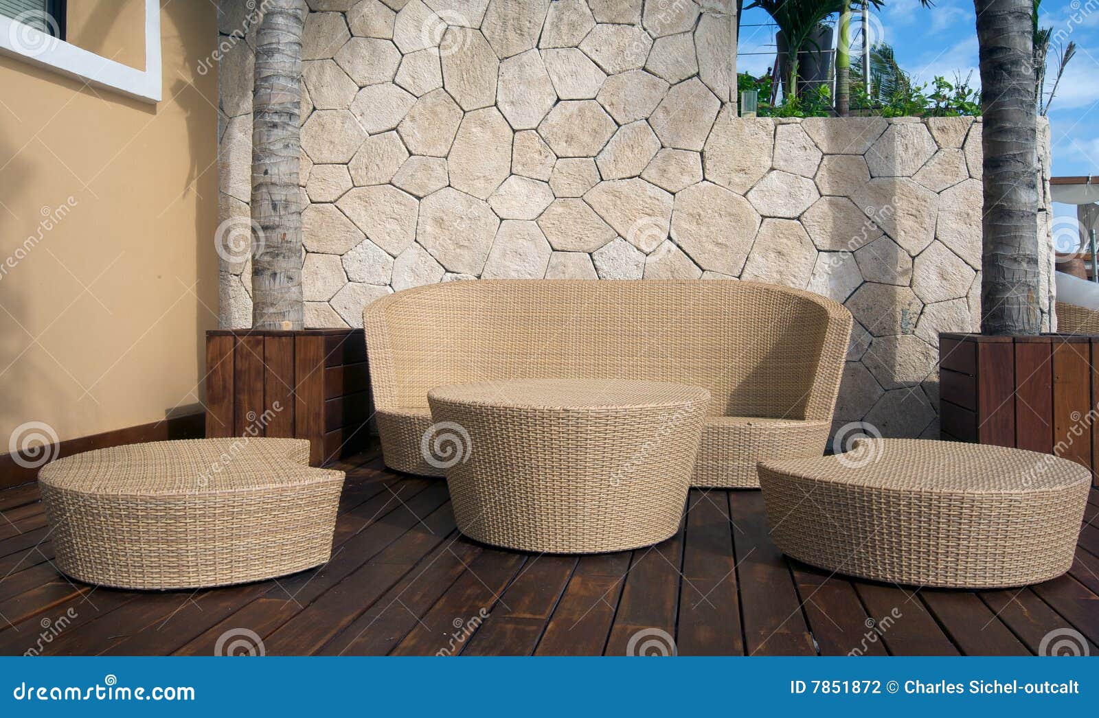 Wicker Furniture at Luxury Resort Stock Photo - Image of outdoor, cloud ...