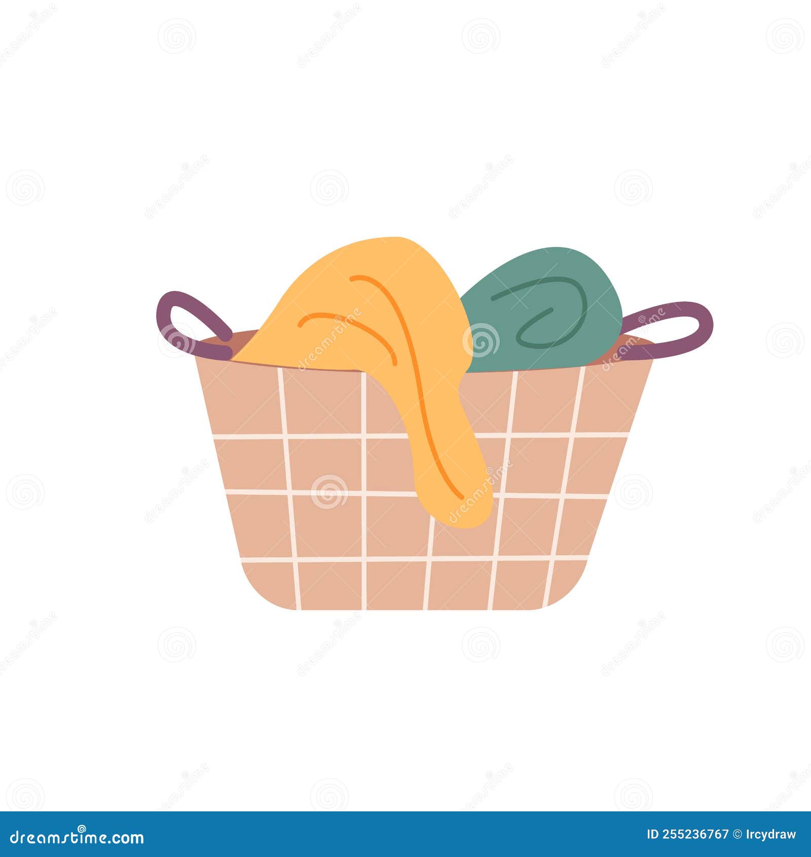 Wicker Laundry Basket stock vector. Illustration of garment - 255236767
