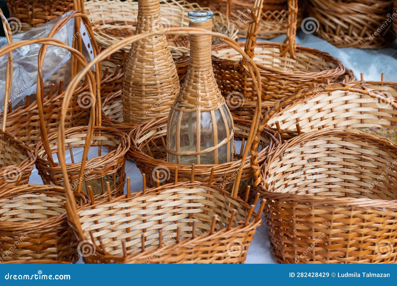 Wicker Objects, Baskets, Glass, Handmade by a Folk Craftsman, Product ...
