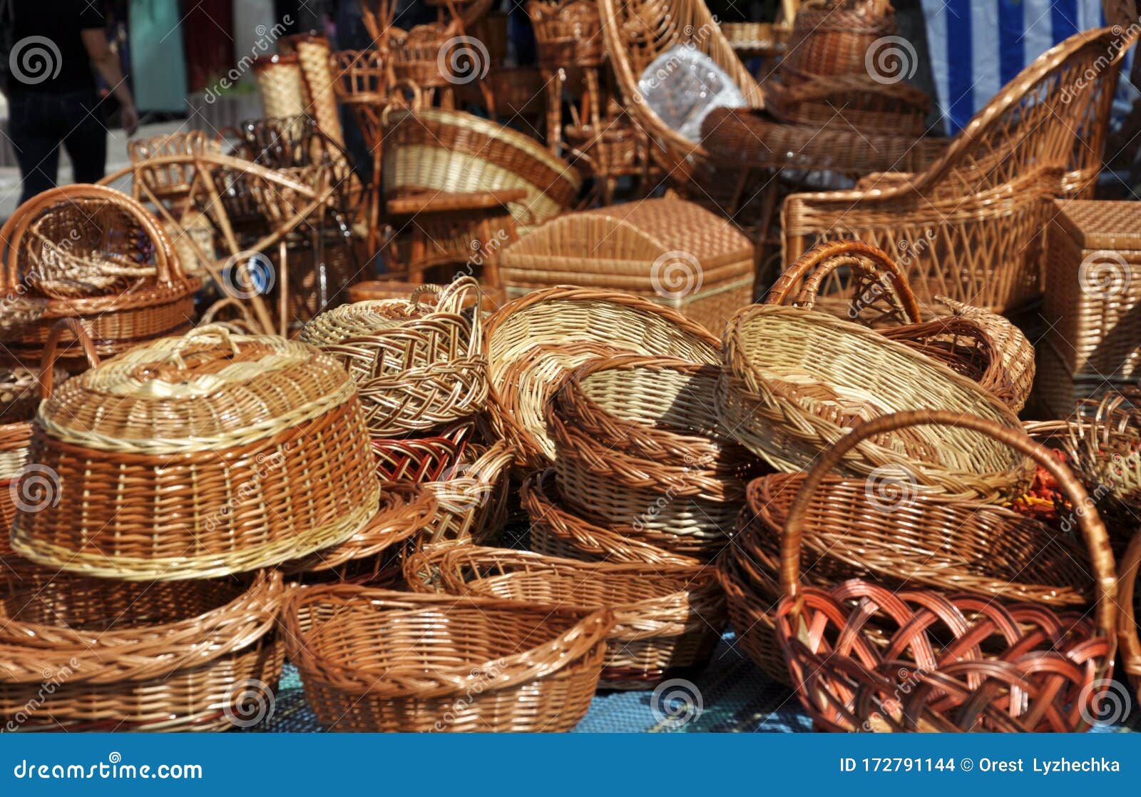 Wicker Products Made of Willow Stock Photo - Image of braid, knitted ...