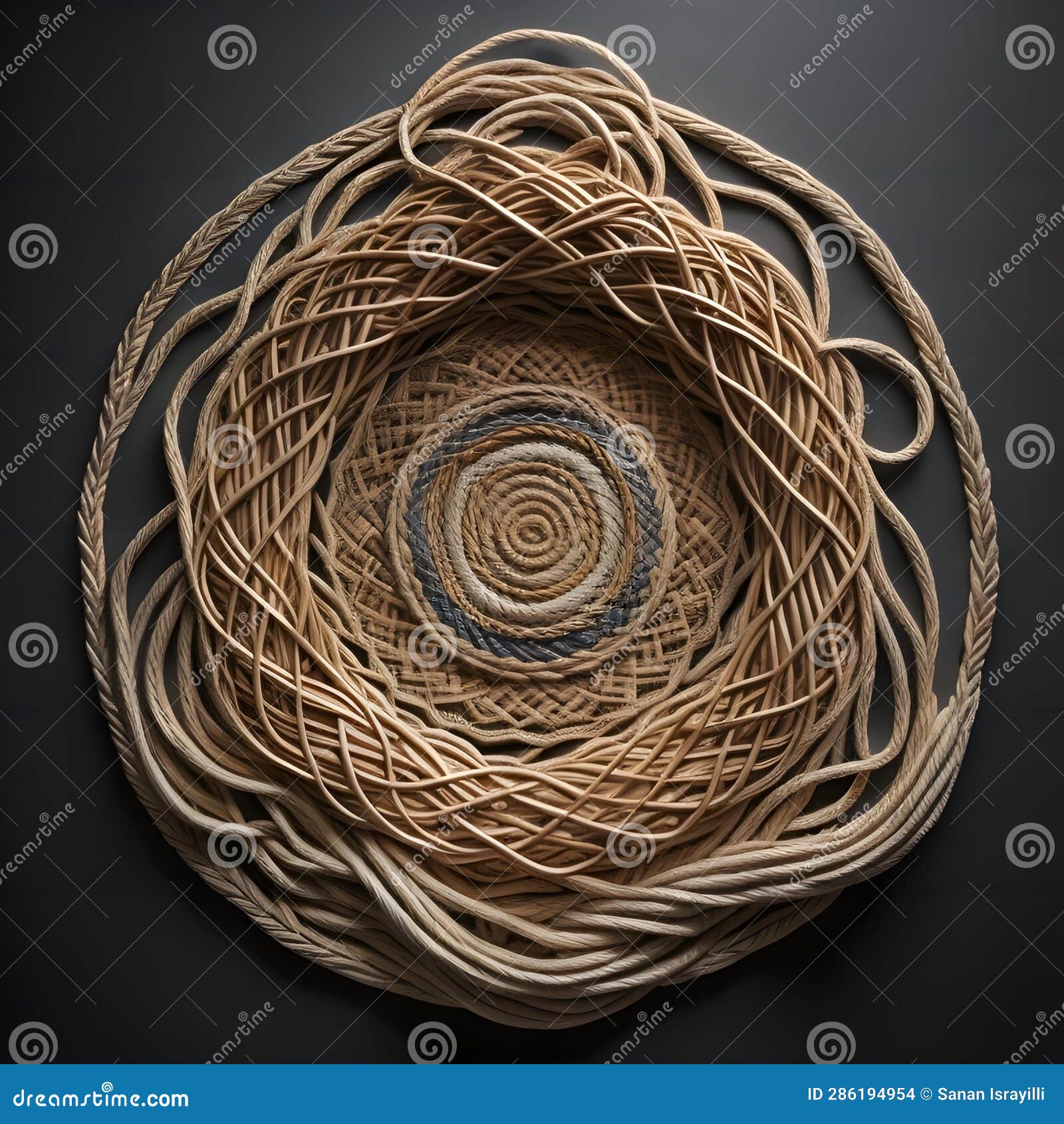 Wicker Rope Isolated on Black Background. Generative Ai Stock ...