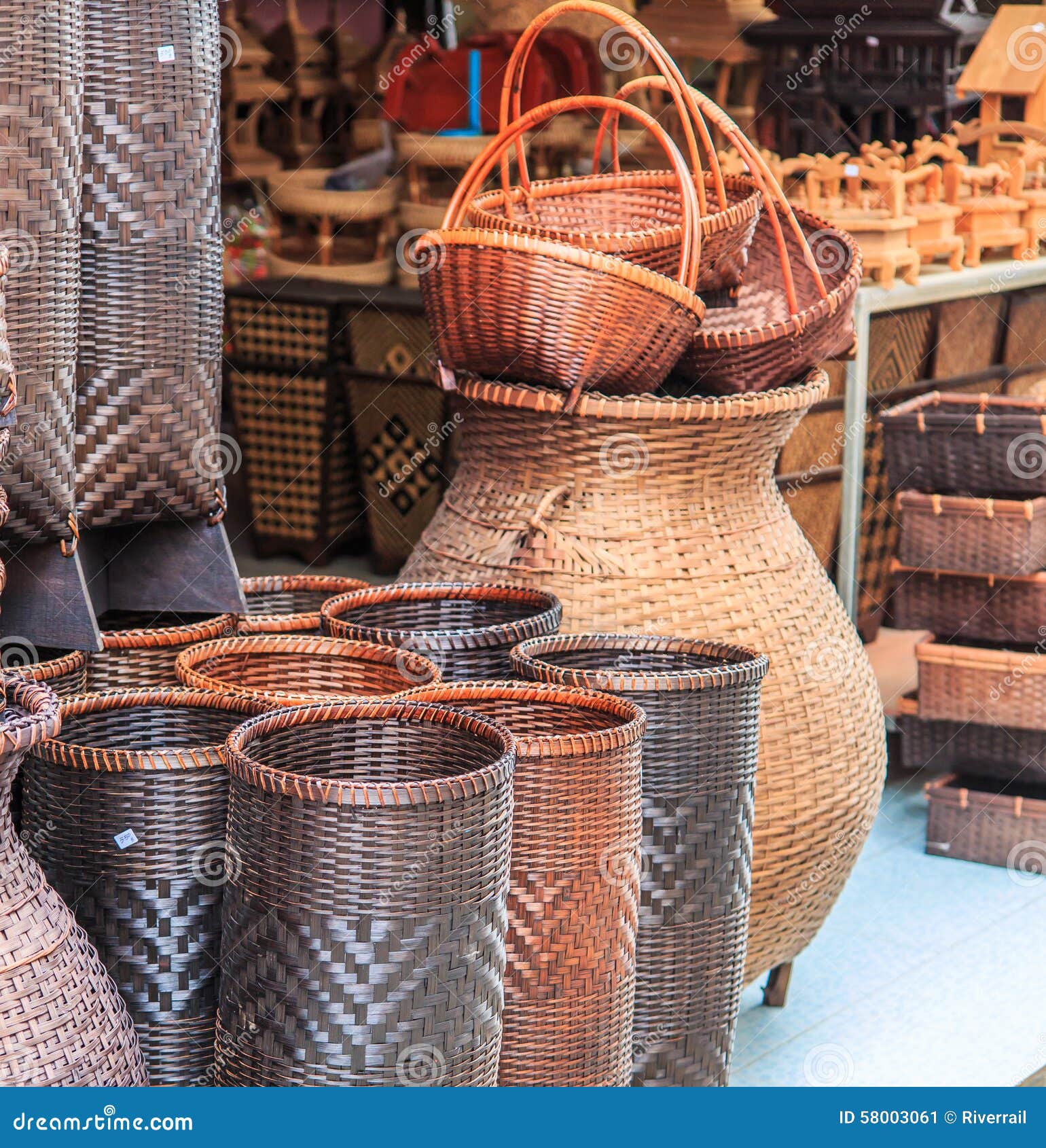 Wickers stock image. Image of bamboo, stall, asian, heap - 58003061