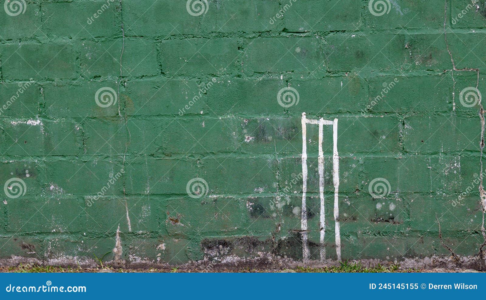 Wicket Stumps Painted on a Brick Wall Stock Image - Image of aiming ...