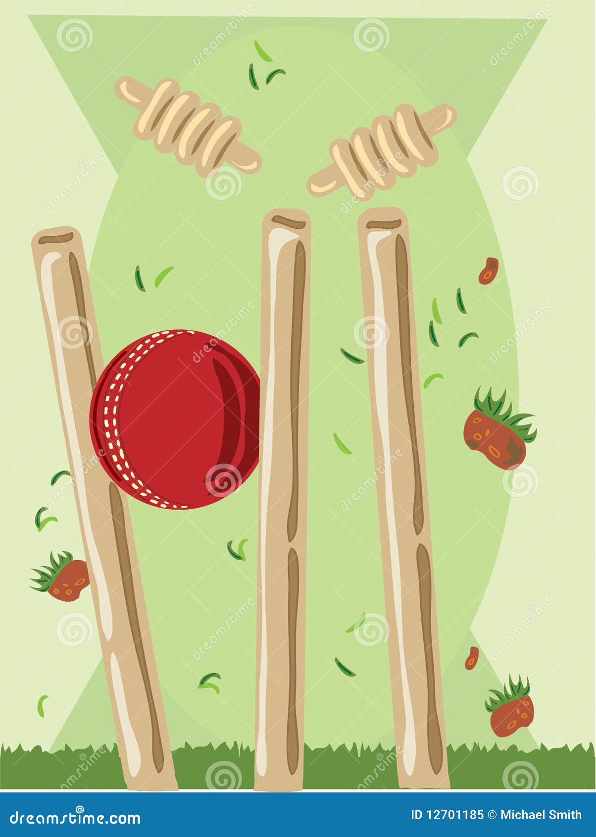 Wickets stock vector. Illustration of brown, stumps, ball - 12701185