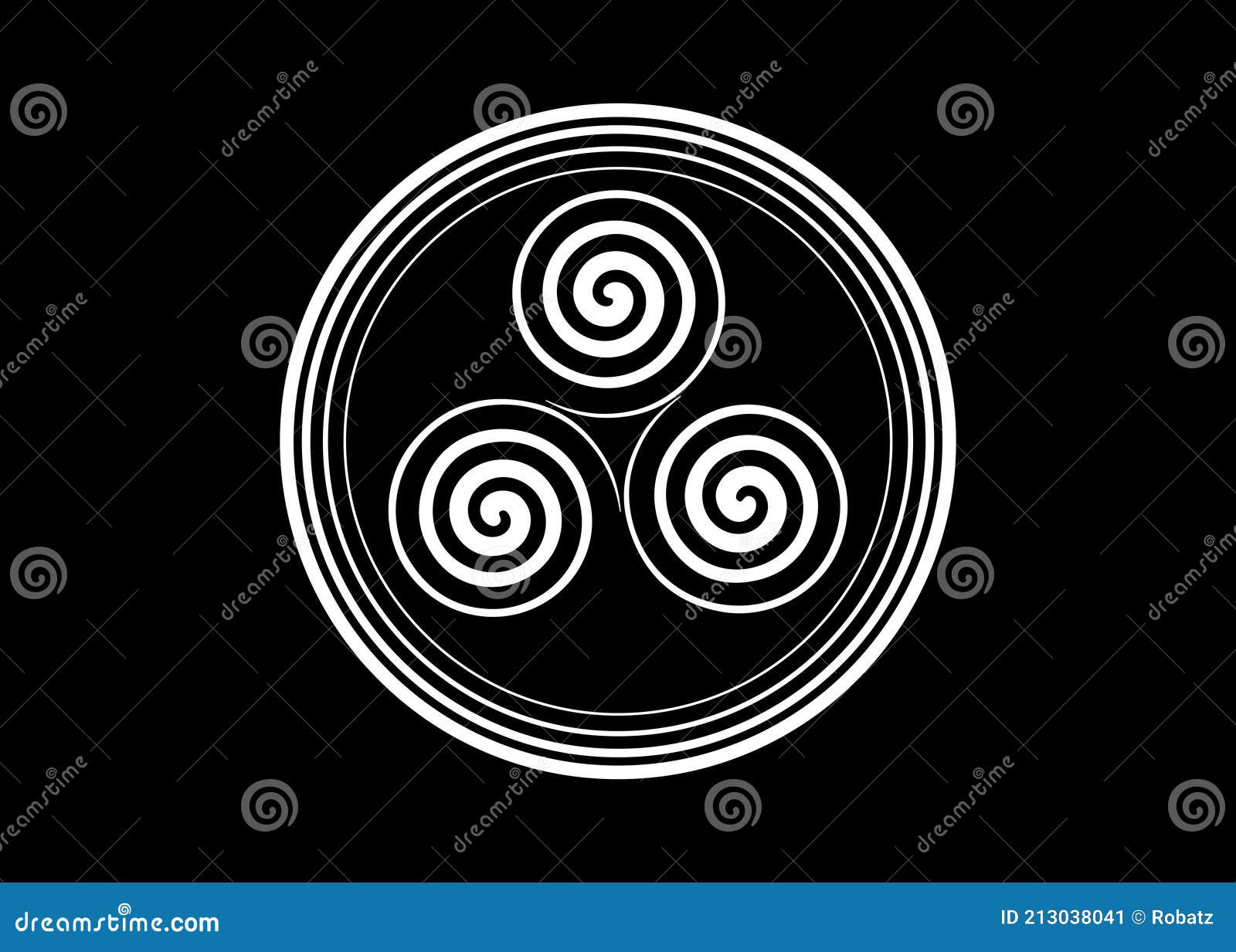Triskelion or Triskele Round Symbol. Triple Spiral Celtic Sign. Wiccan Fertility Symbol Logo ...
