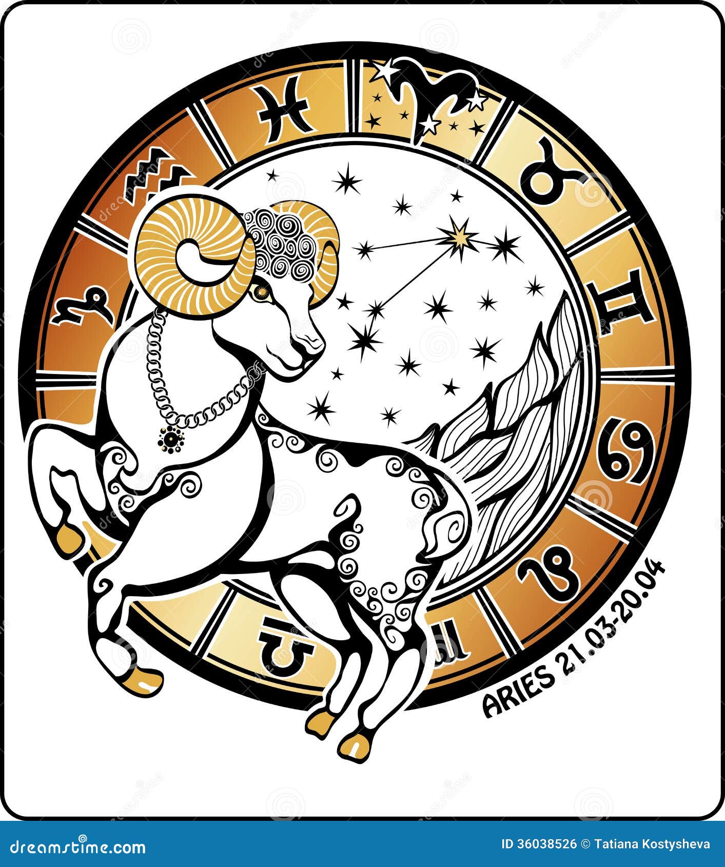 Widder Und Das Sternzeichen. Horoskopkreis. Vektor Vektor Abbildung ...