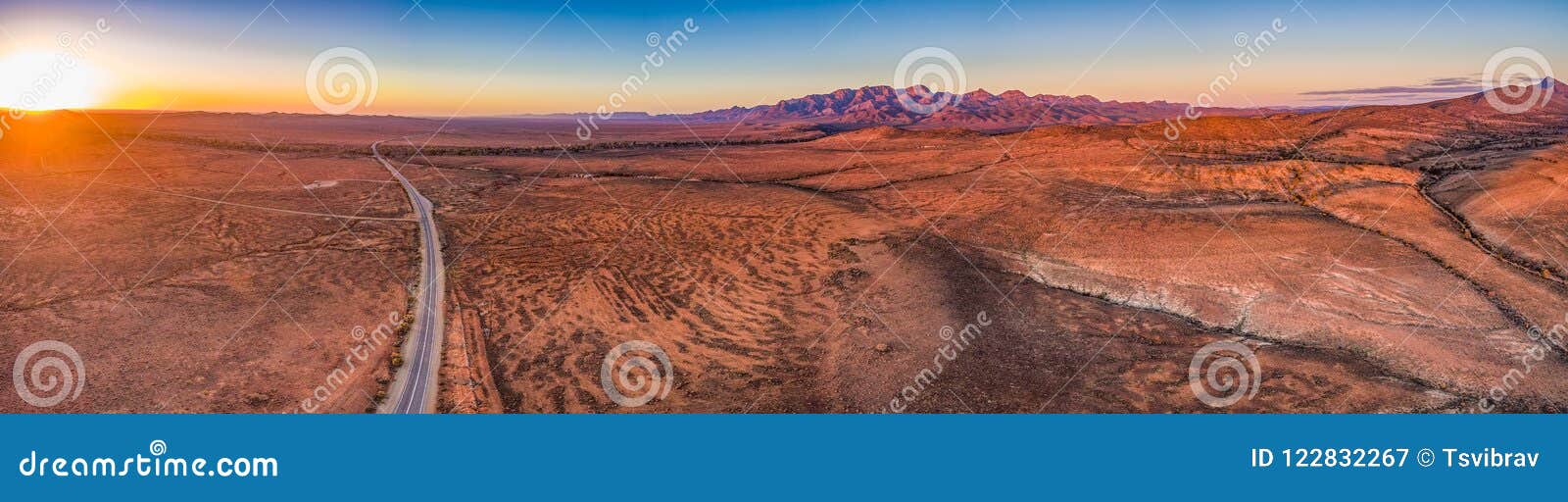 Aerial Panorama of Flinders Ranges at Sunset. Stock Image - Image of ...