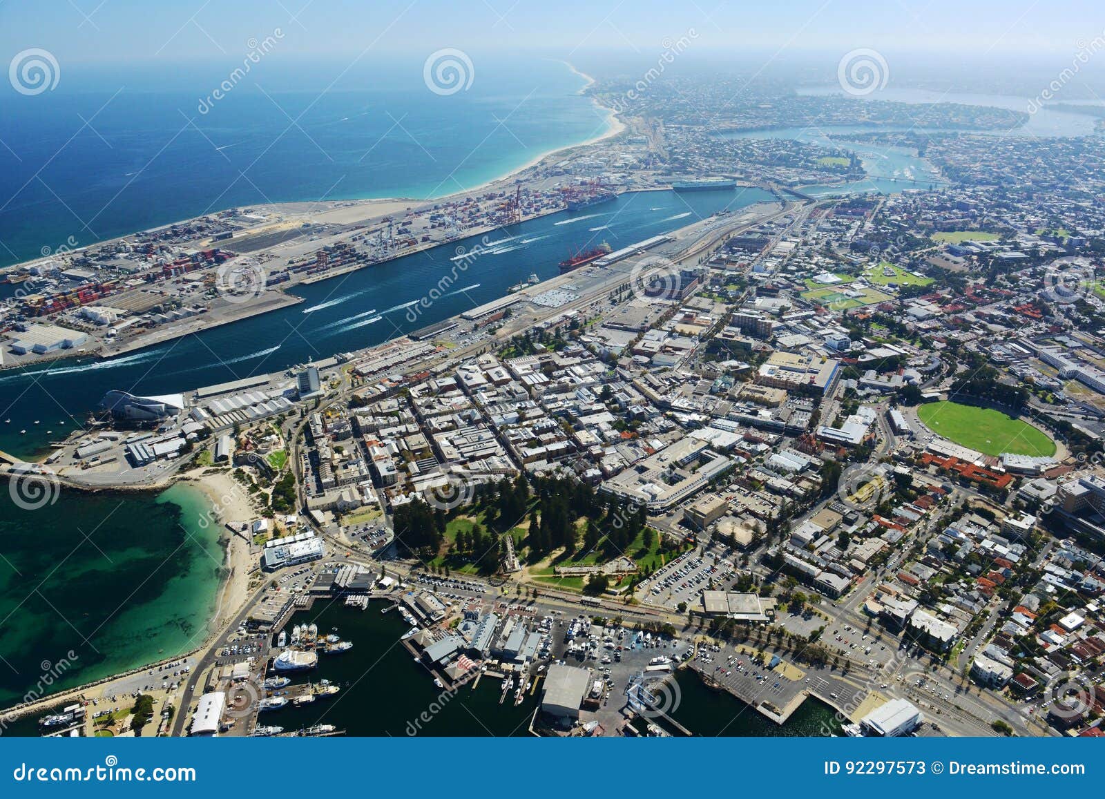 Wide Angle Aerial Image of Perth, Australia Stock Image - Image of ...