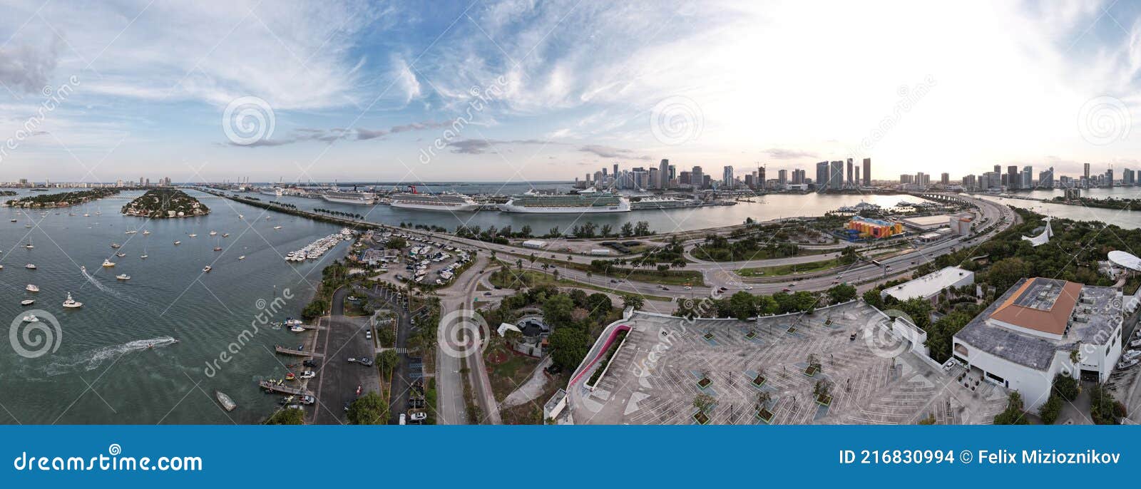 Wide Angle Aerial Panorama Port Miami Editorial Stock Image - Image of ...