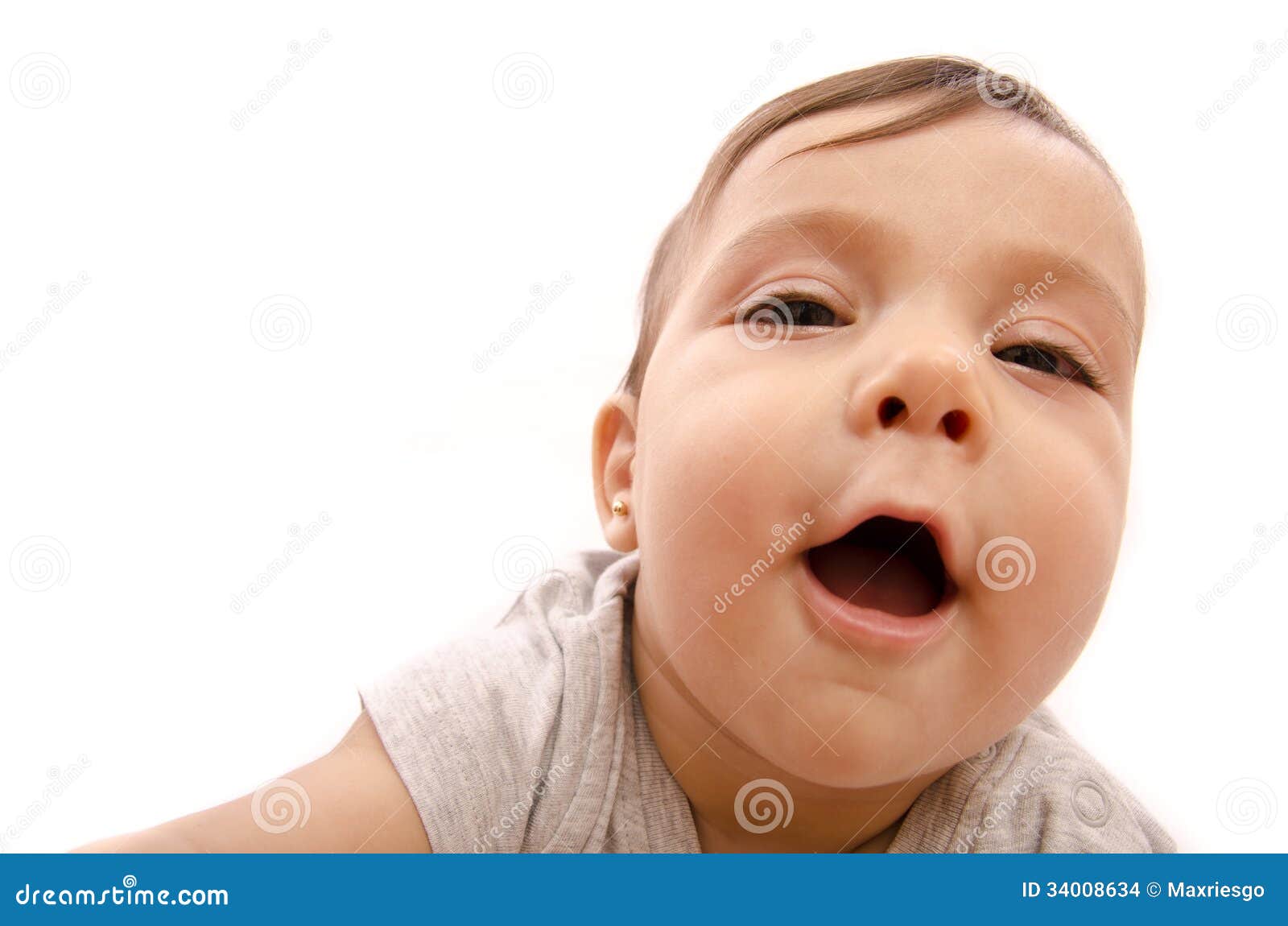 Wide angle baby portrait stock photo. Image of open, eyes - 34008634