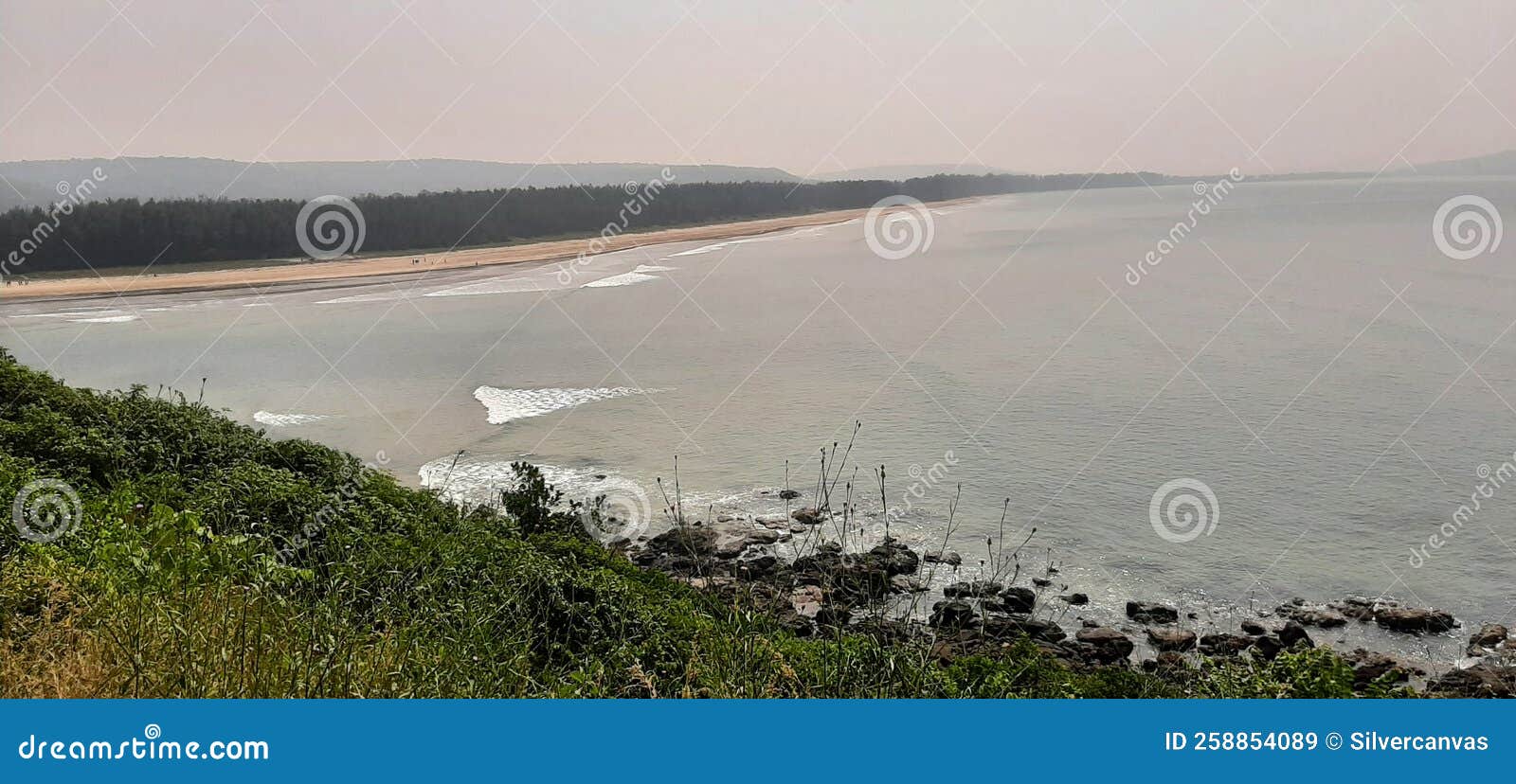 A Wide Angle of Beach and Waves Stock Image - Image of beach, wave ...