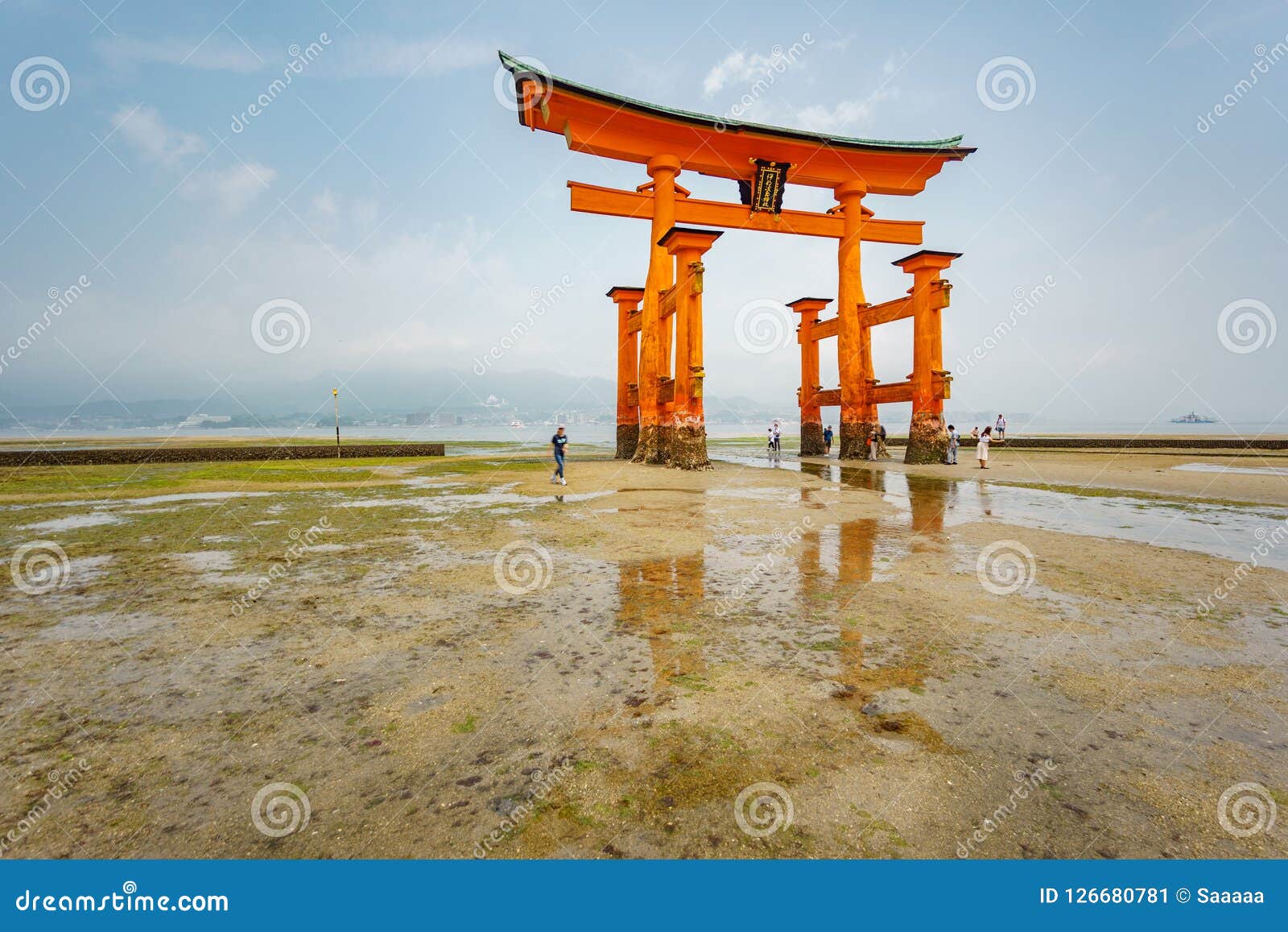 Torii Gate on Low Tide with Reflection. Editorial Photo - Image of ...