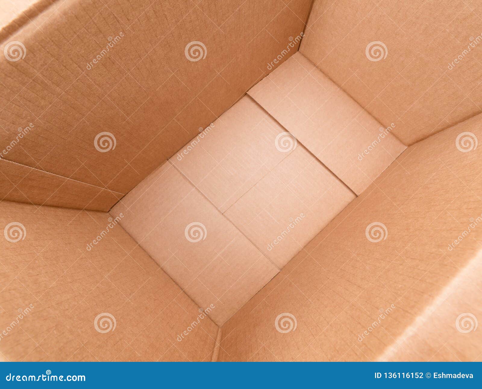 Wide Angle Diagonal View Inside Cardboard Box Stock Photo - Image of ...