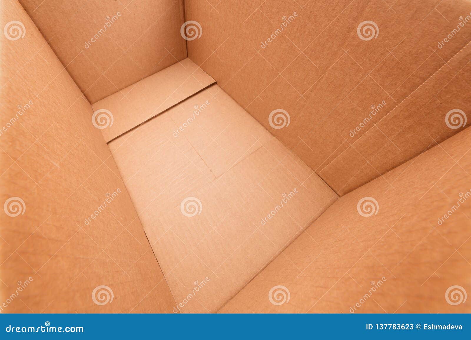 Wide Angle Diagonal View Inside Cardboard Box Stock Image - Image of ...