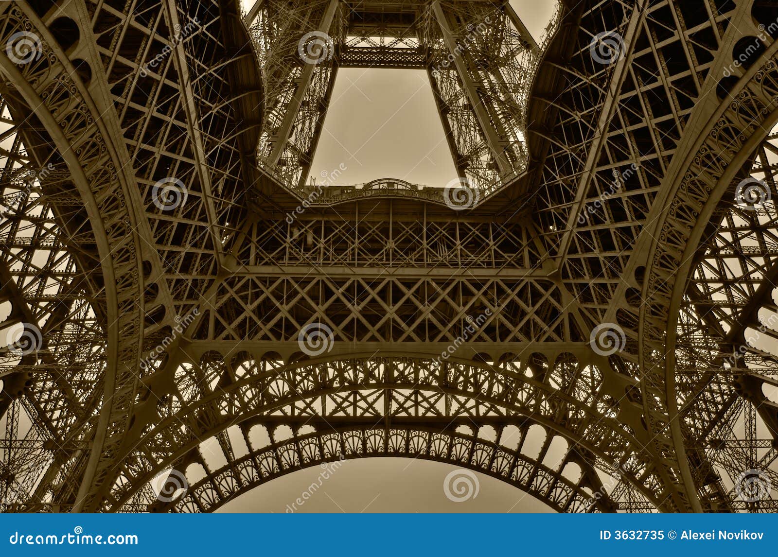 Wide Angle of Eiffel Tower in Paris Stock Image - Image of france ...