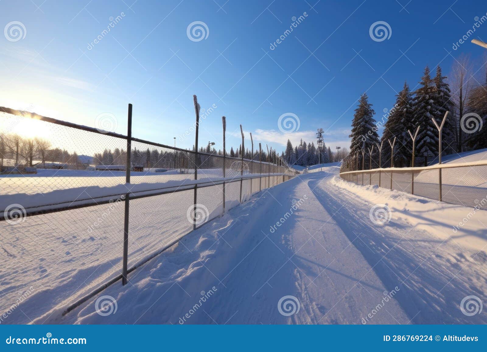 Wide Angle of Empty Fencing Piste with Equipment Stock Photo - Image of ...