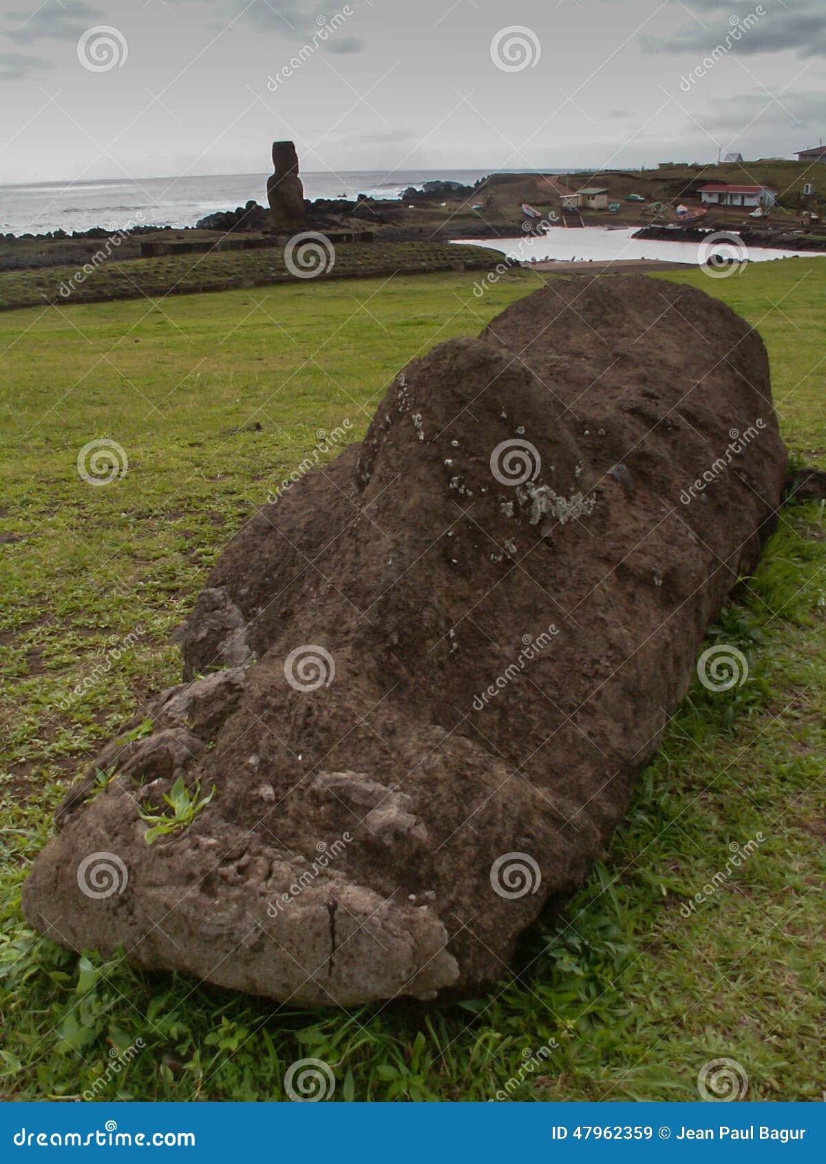 Fallen Moai Statues At Ahu Akahanga - Easter Island, Chile Stock Image ...