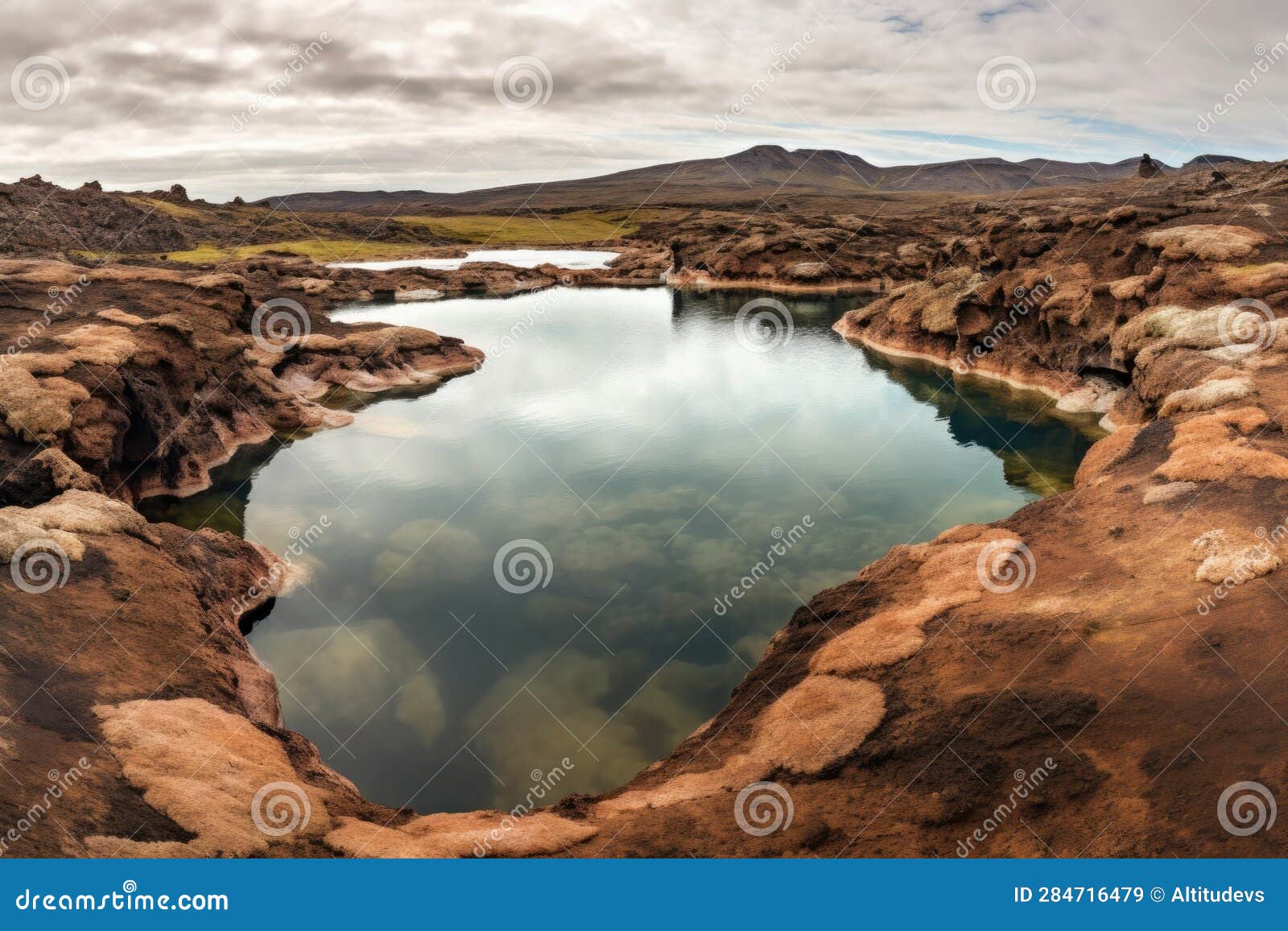 Wide Angle of Geothermal Springs in Volcanic Terrain Stock Image ...