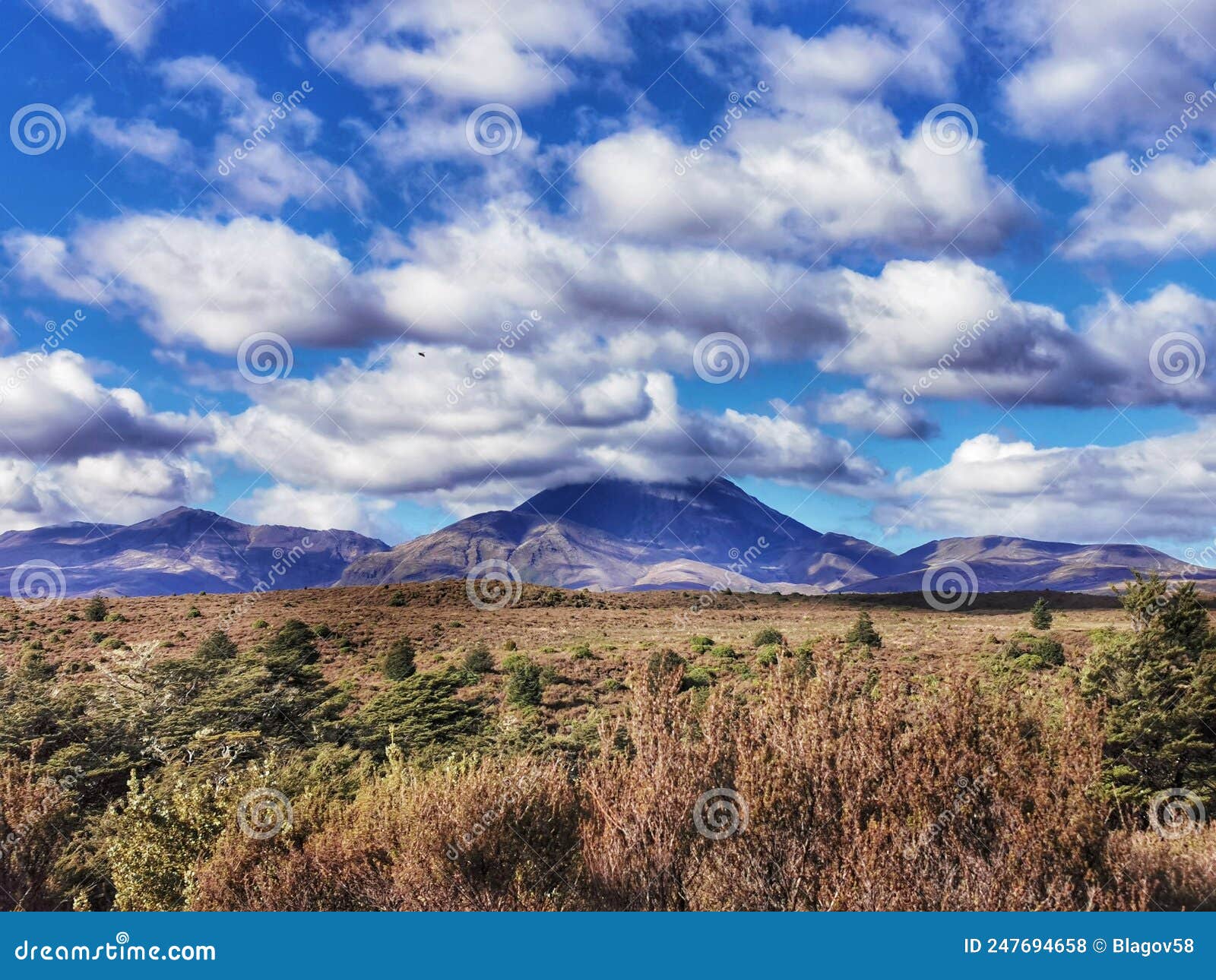 Wide-angle Image of Volcanic Plateau with Mount Ngauruhoe on the ...