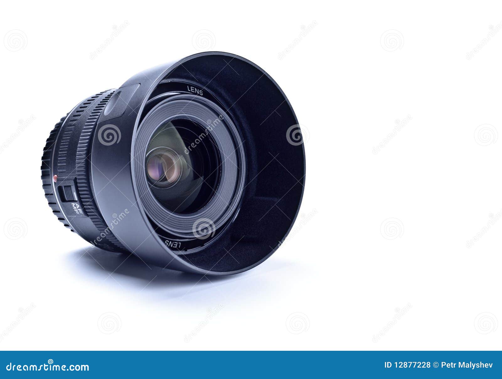 Wide angle lens with hood stock photo. Image of paste - 12877228