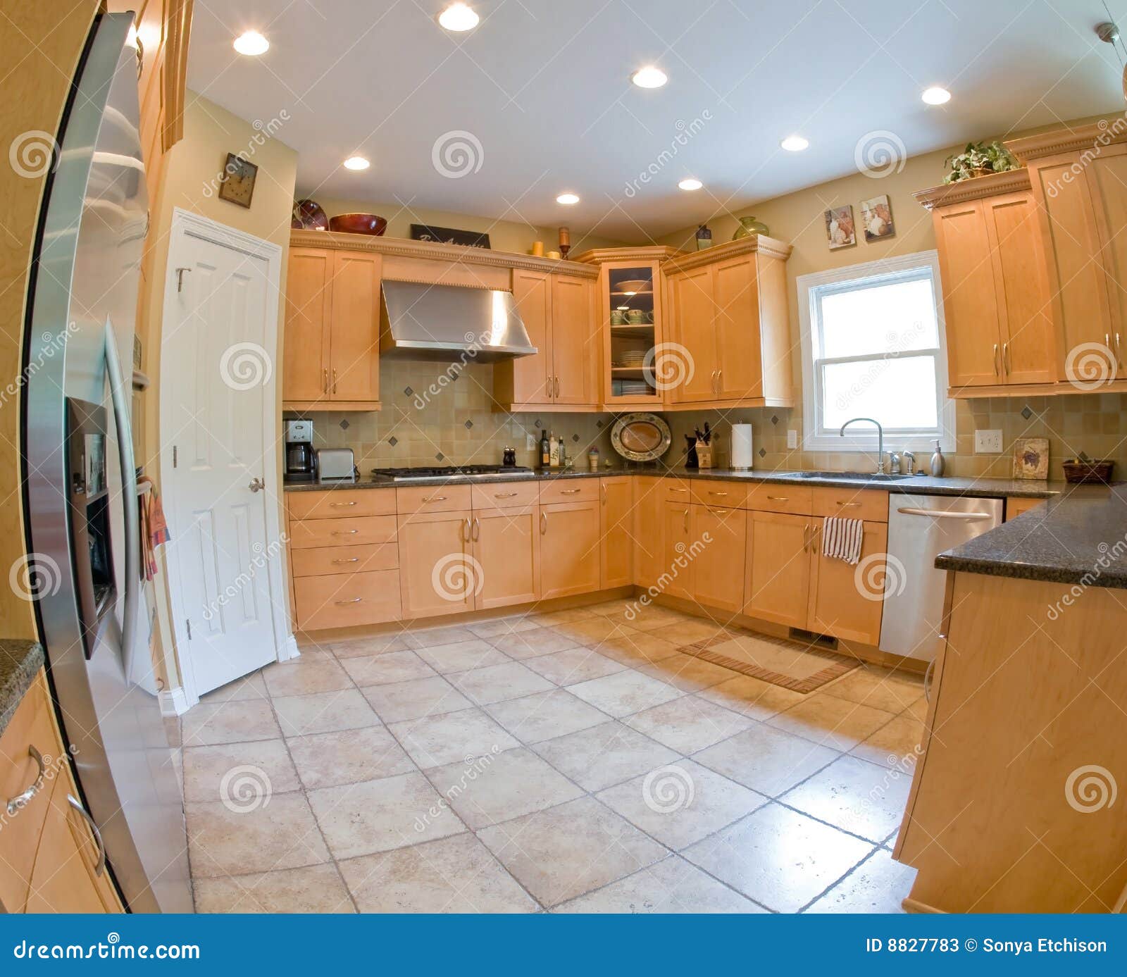 Wide Angle of Modern Kitchen Stock Image - Image of style, fancy: 8827783