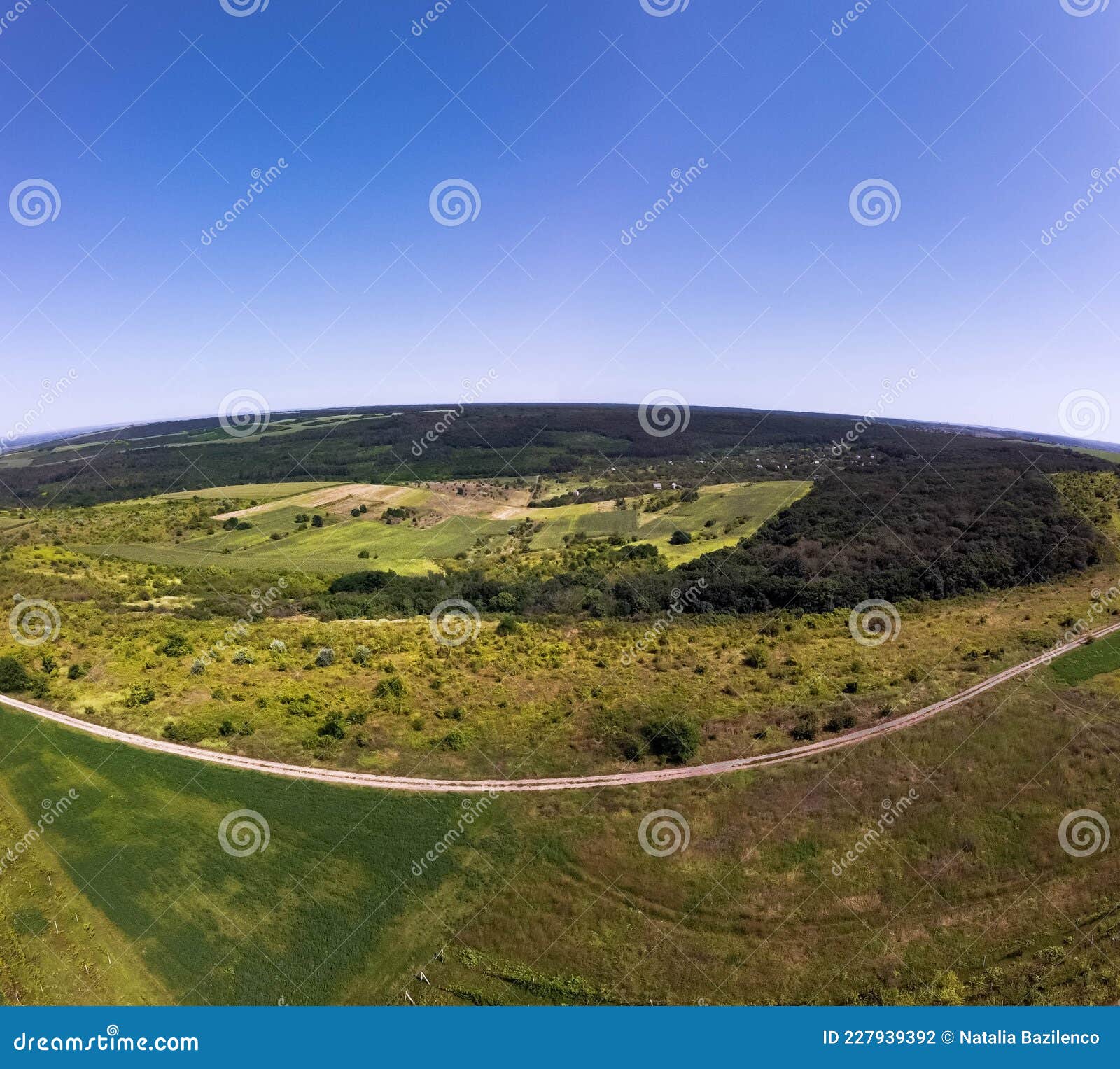 Wide Angle Panorama of Fields and Bush Aerial View Stock Photo - Image ...