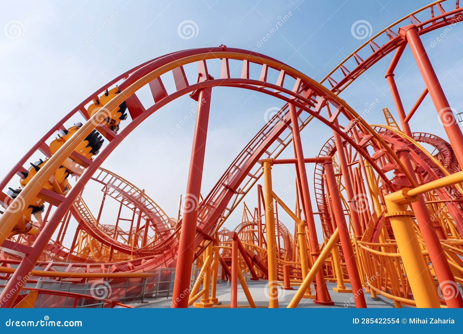 Wide-angle Perspective of a Roller Coaster S Steep Drop, Capturing the ...