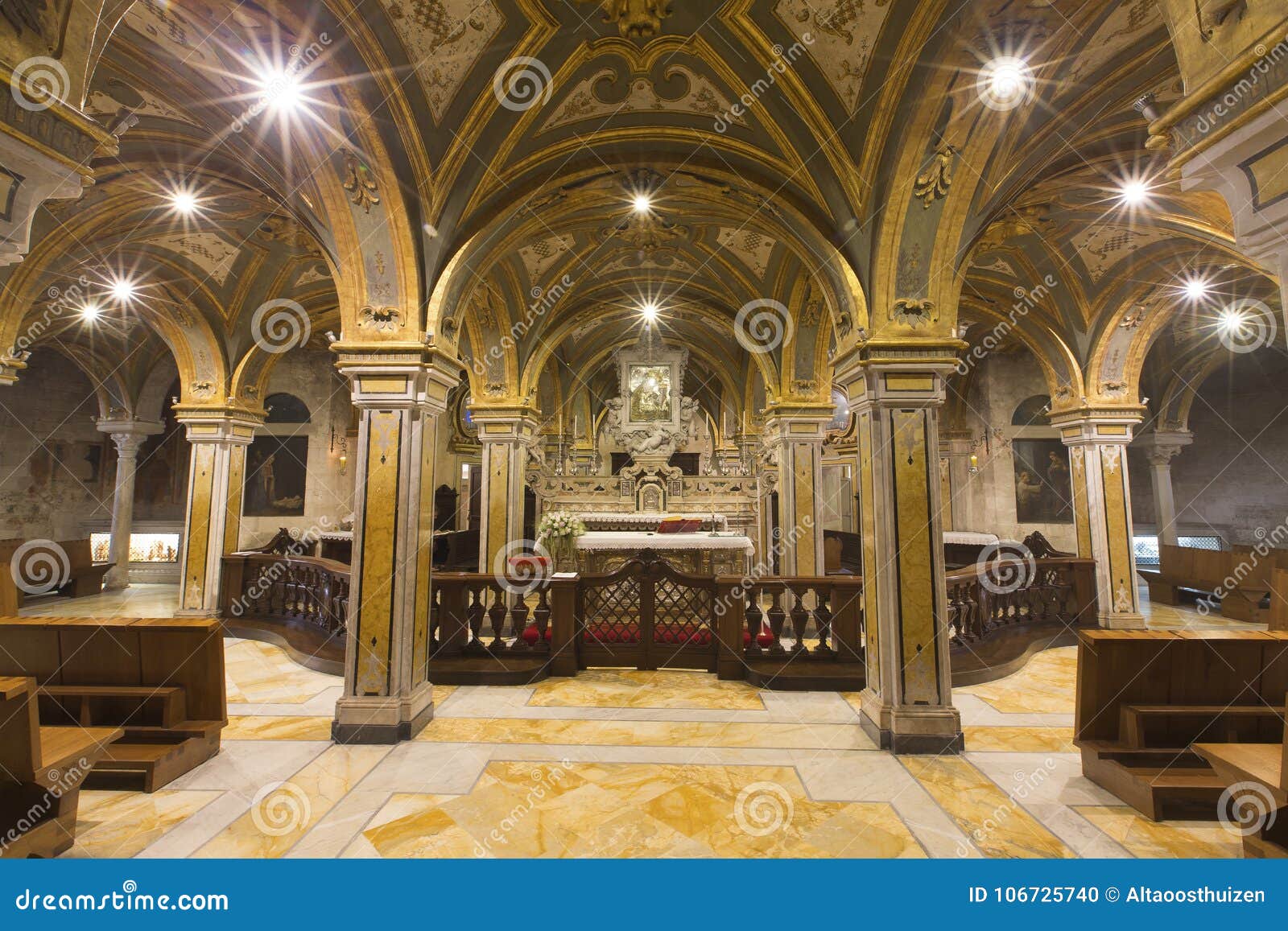 Wide Angle Photo of a Crypt Inside Catholic Church with Soft Lighting ...