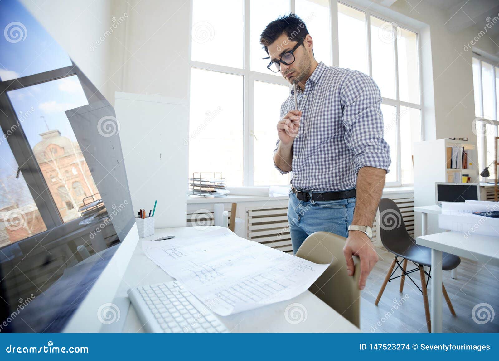 Middle-Eastern Engineer at Workplace Stock Photo - Image of roadmap ...