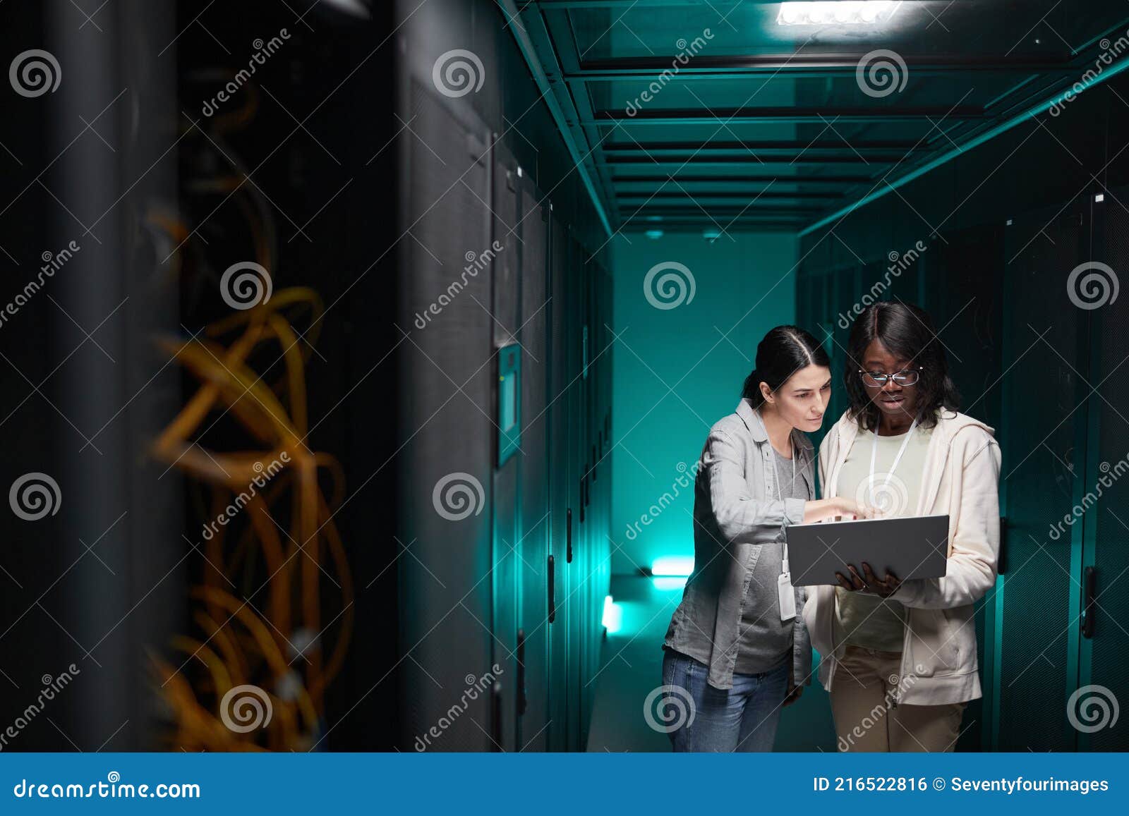Two Women Managing Server Network Stock Photo - Image of technician ...