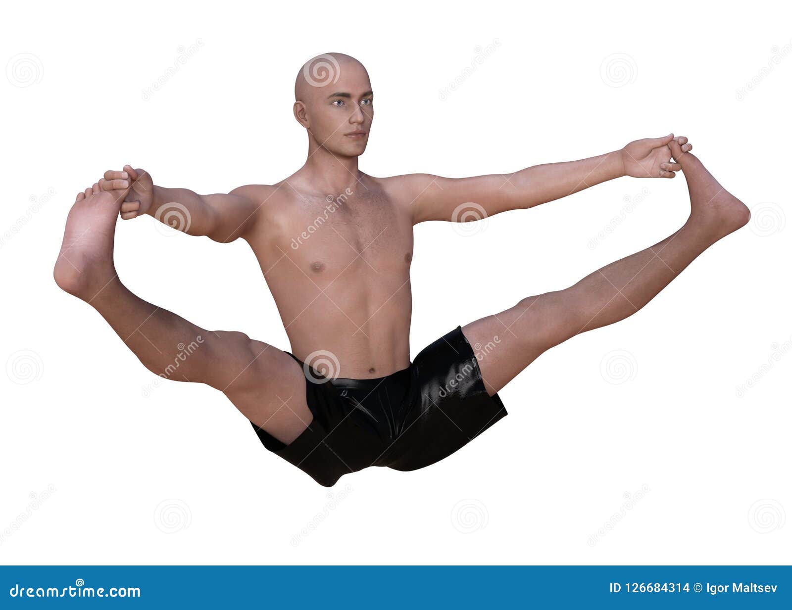 Seated Wide Angle Pose, Upavista Konasana - 3D Render Stock Photo ...