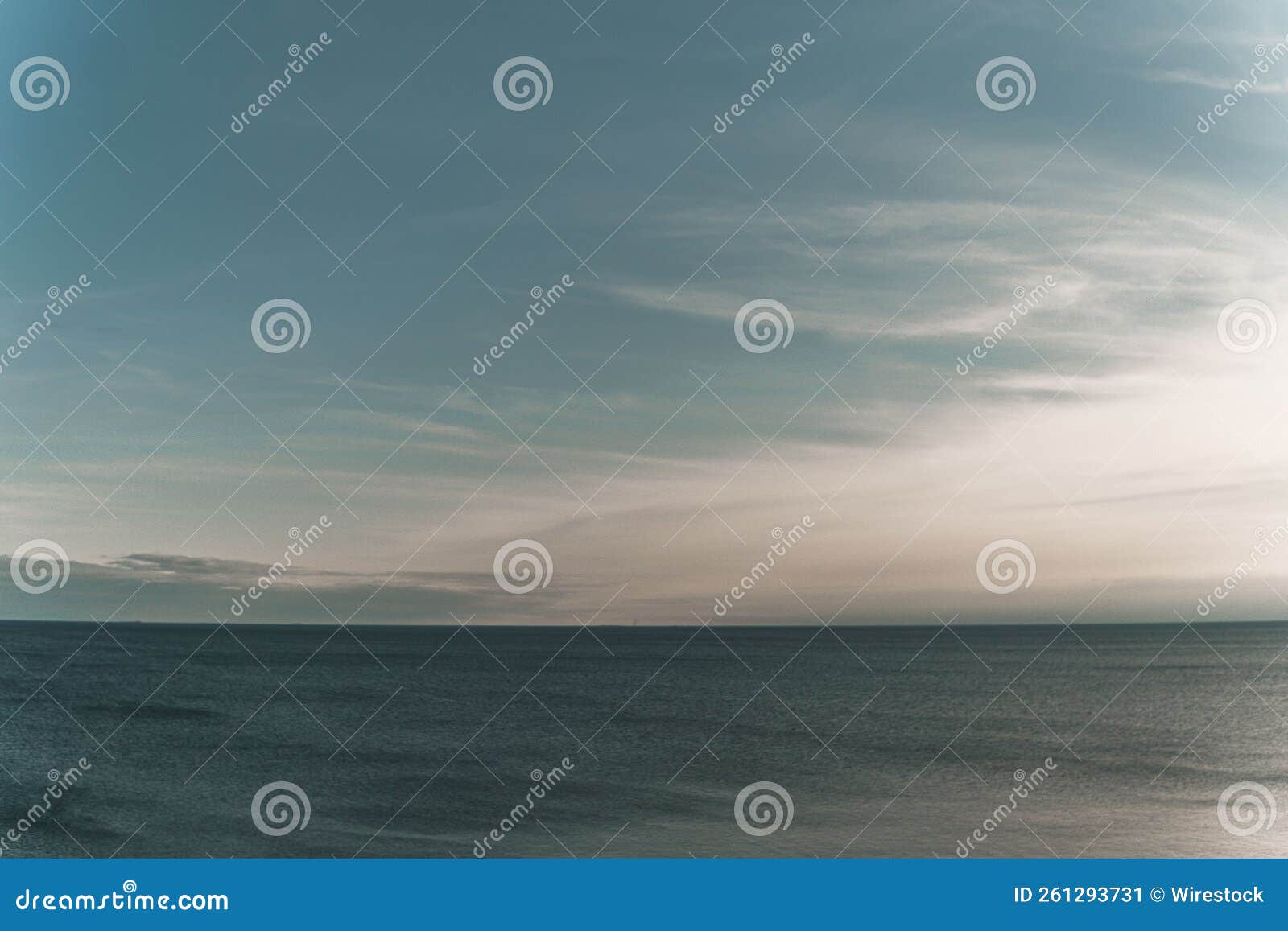 Wide Angle Shot of a Calm Ocean with Blue Sky Stock Image - Image of ...