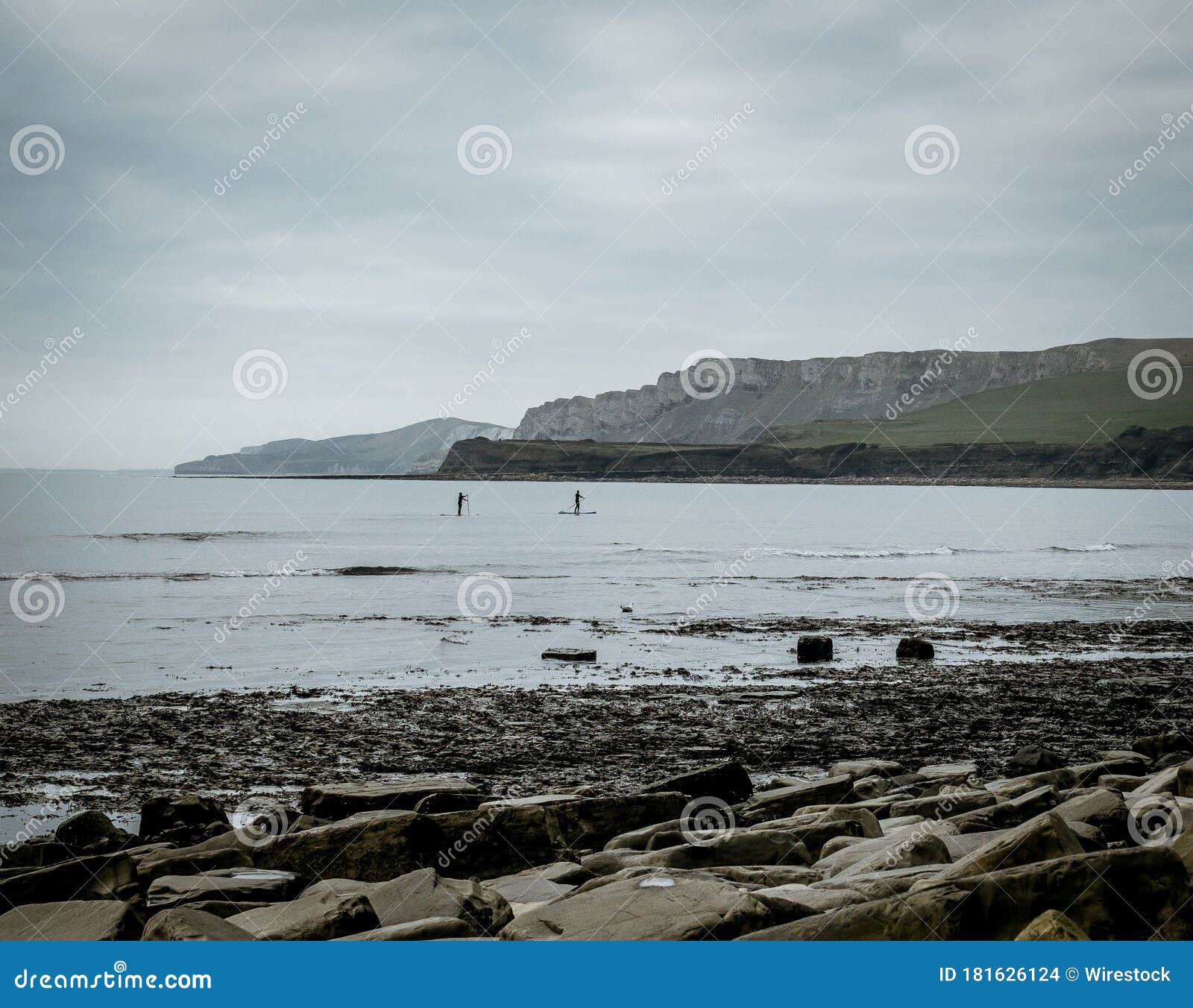 Wide Angle Shot of the Cliffs and Rocks of the Beach Stock Photo ...