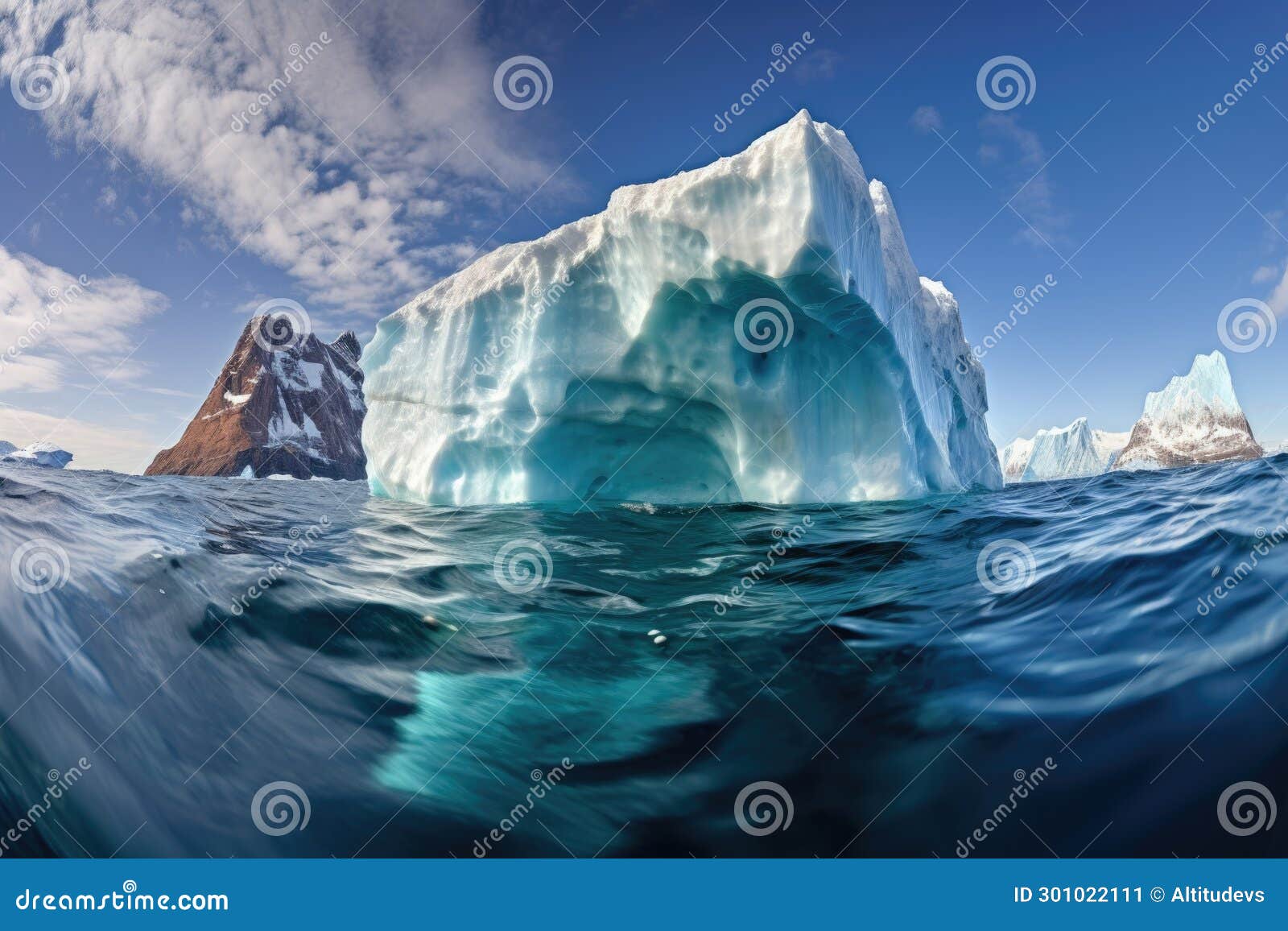 Wide-angle Shot of a Massive Iceberg in the Process of Calving Stock Image - Image of frozen ...