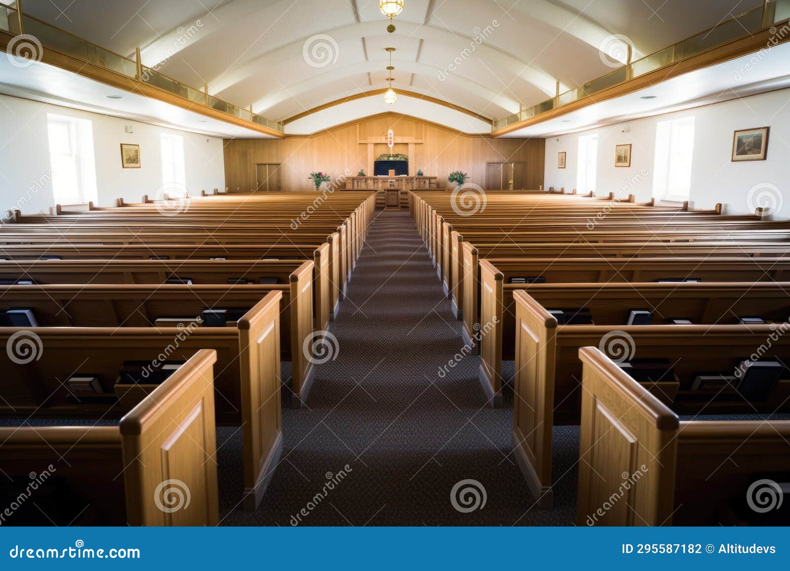 Wide-angle Shot of Rows of Chapel Seats Stock Photo - Image of ...