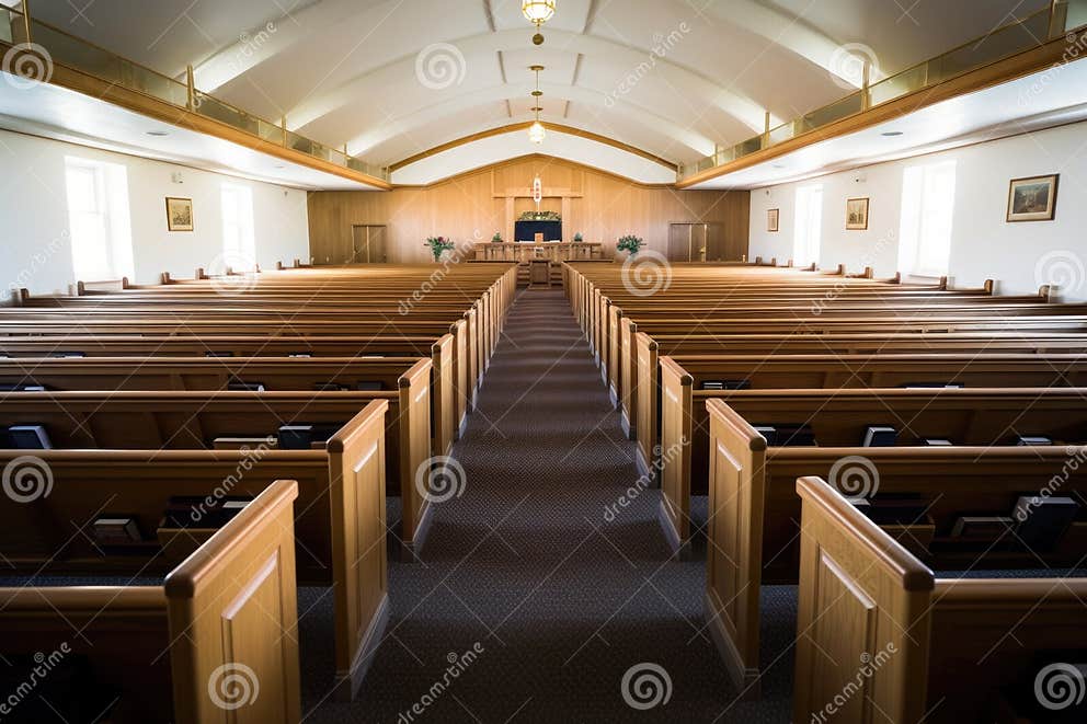 Wide-angle Shot of Rows of Chapel Seats Stock Photo - Image of ...