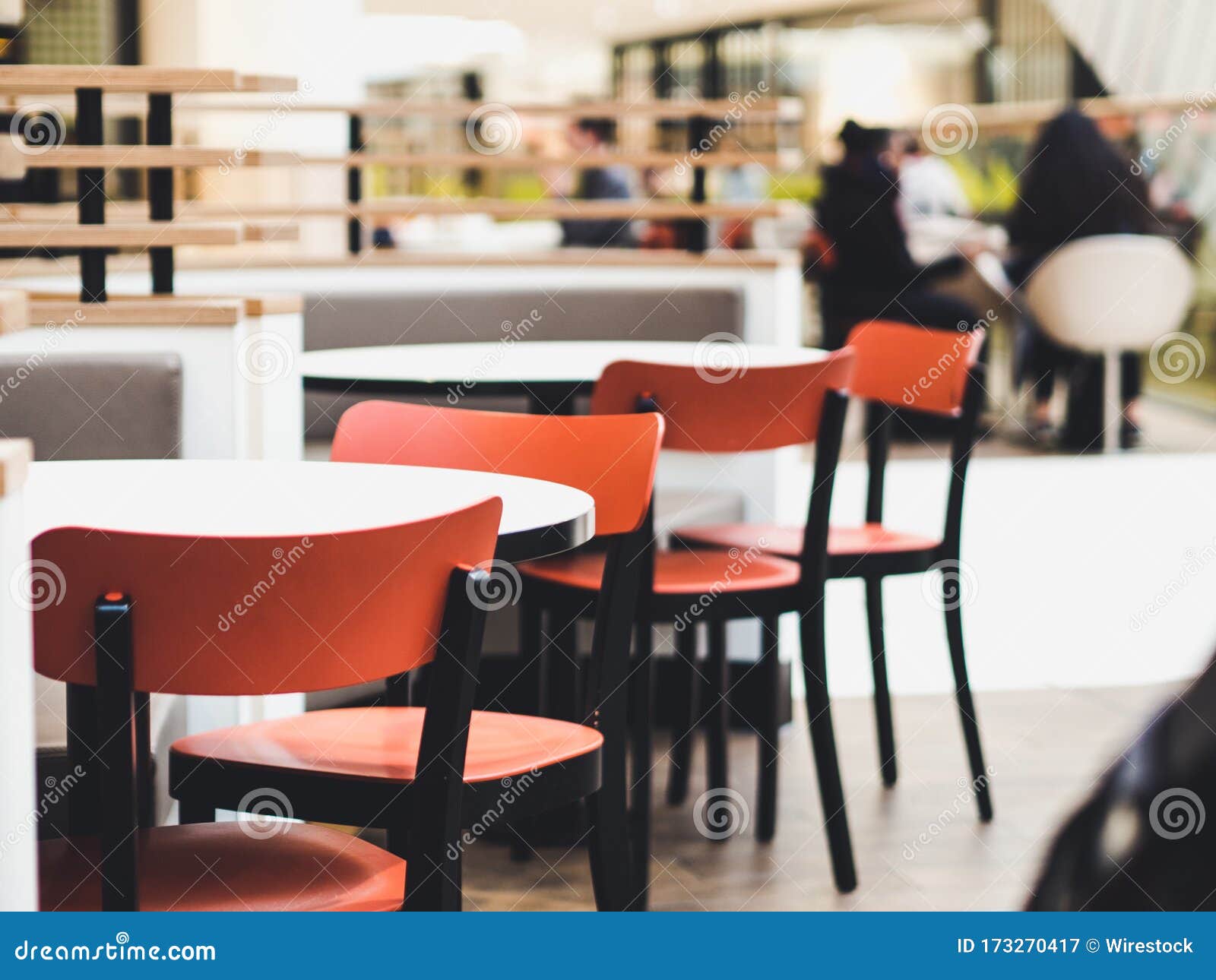 Wide Angle Shot of Tables Surrounded by Chairs in a Cafe Stock Image ...