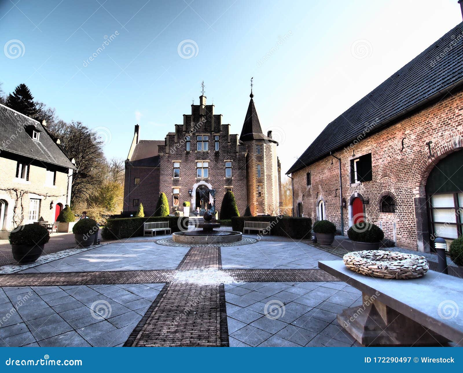 Wide Angle Shot of the Ter Worm Castle in Heerlen, Netherlands Stock ...